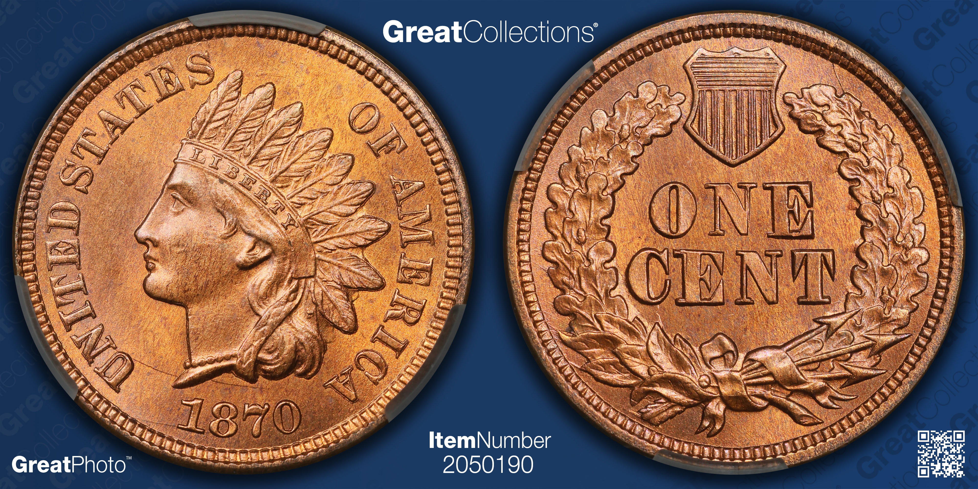 1870 Indian Cent Doubled Die Reverse S-25 CACG MS-65 RB | CACG Cert ...