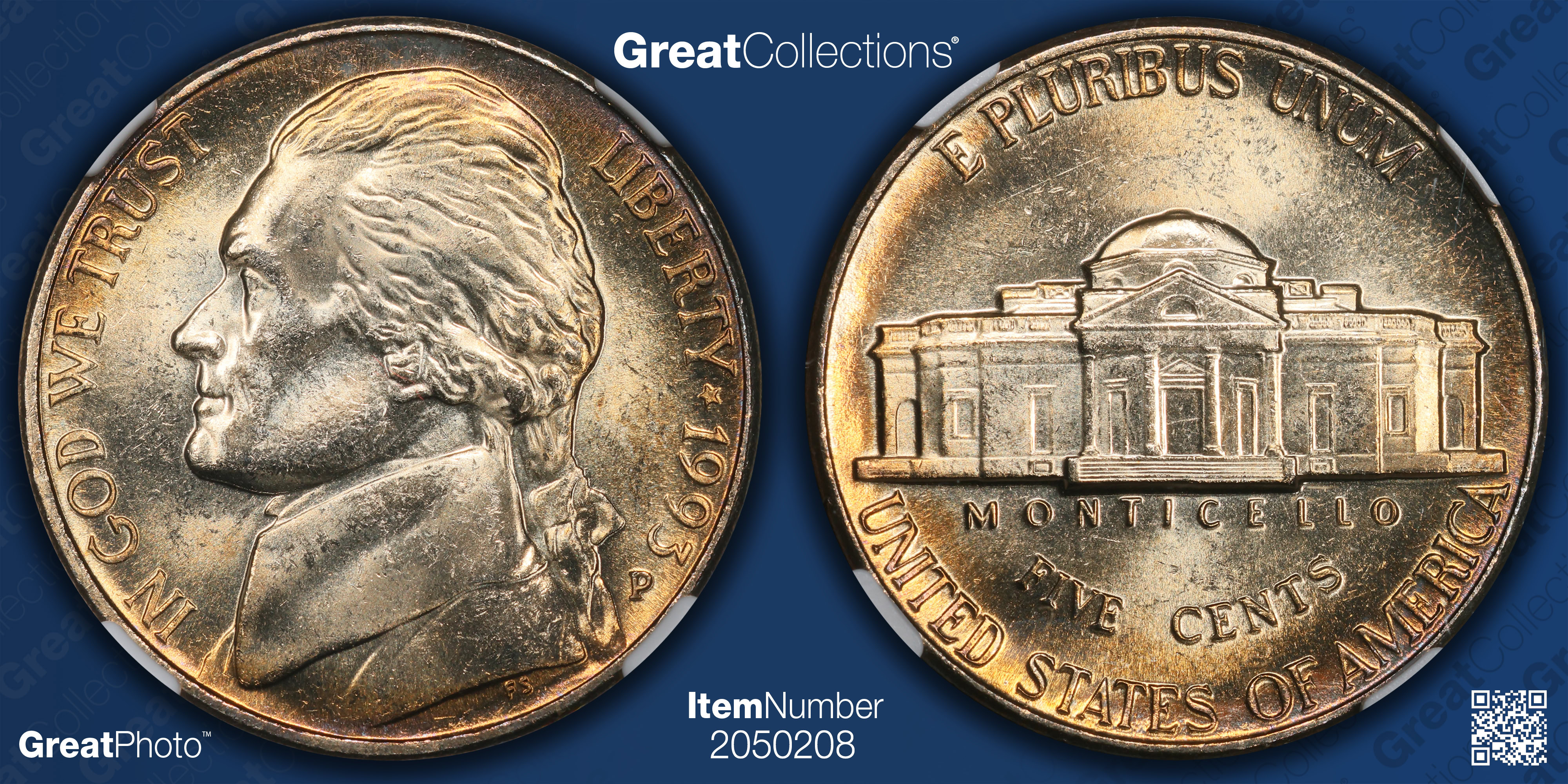 1993-P Jefferson Nickel NGC MS-66 6FS (Item 2050208) | GreatCollections ...