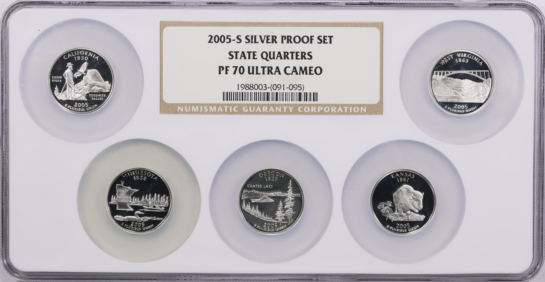 2005-S 50 State Quarters Set Silver NGC Proof-70 UC (5 Coins, Multicoin ...