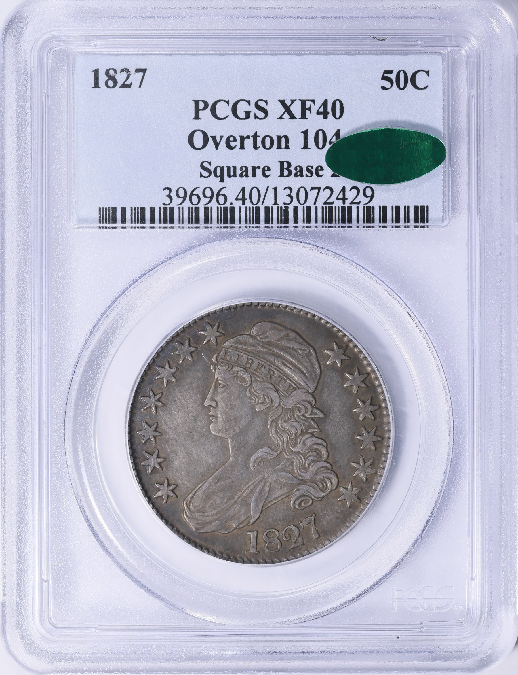 1827 Capped Bust Half Dollar Square Base 2 Overton 104 PCGS XF-40 (CAC ...