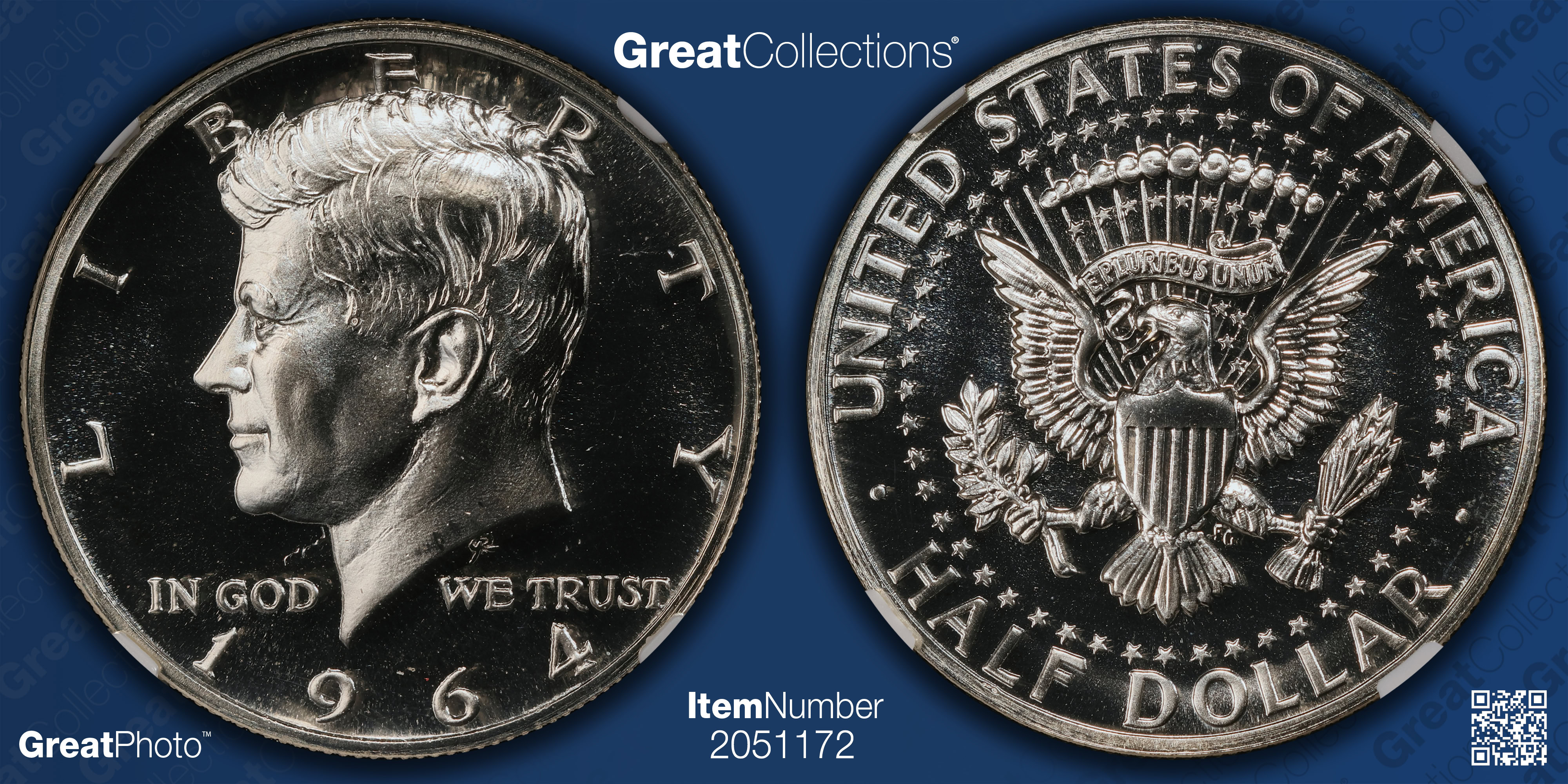 1964 Kennedy Half Dollar Accented Hair NGC Proof-69 (John F. Kennedy ...
