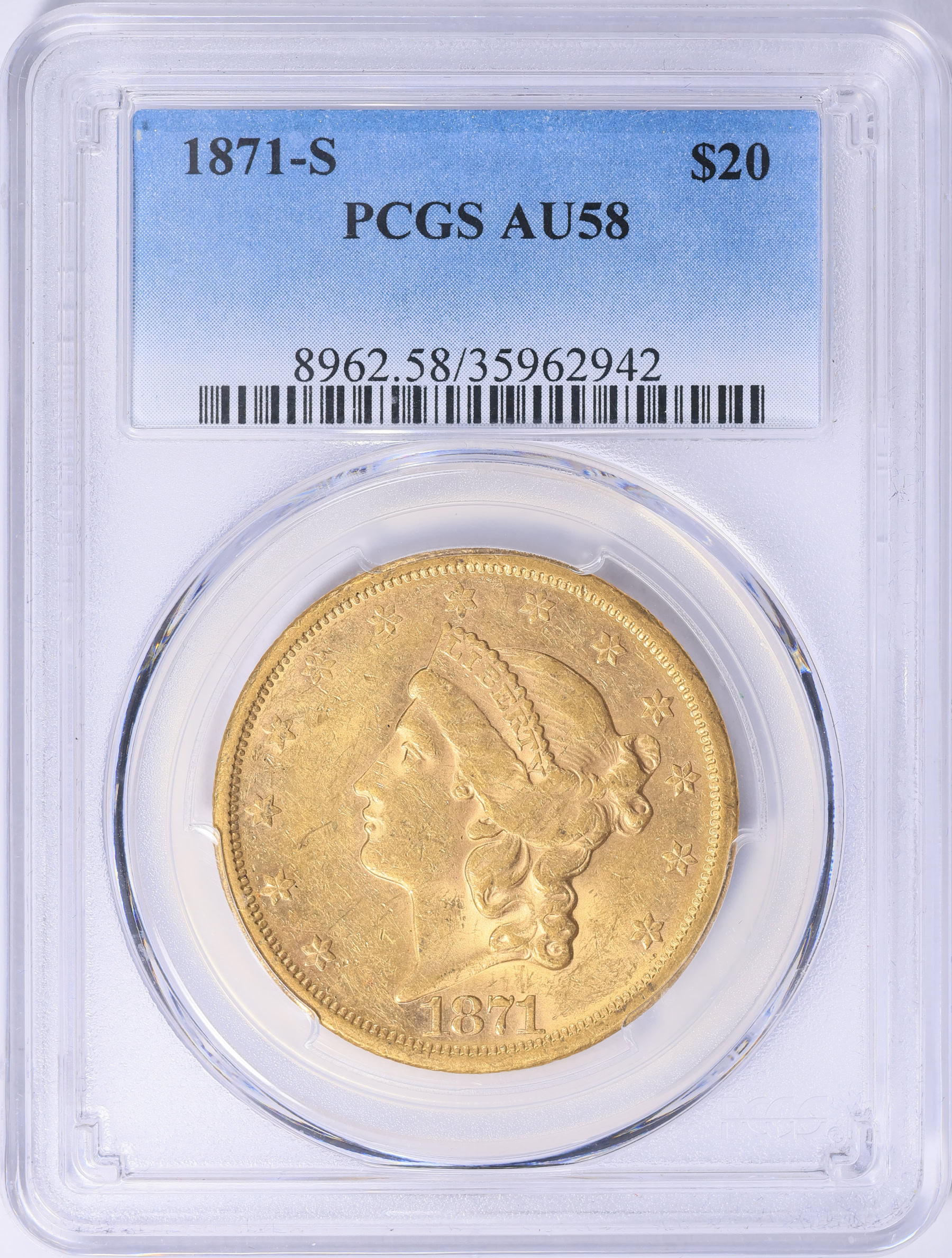 1871-S Liberty Gold Double Eagle PCGS AU-58 (Item 2051434 ...