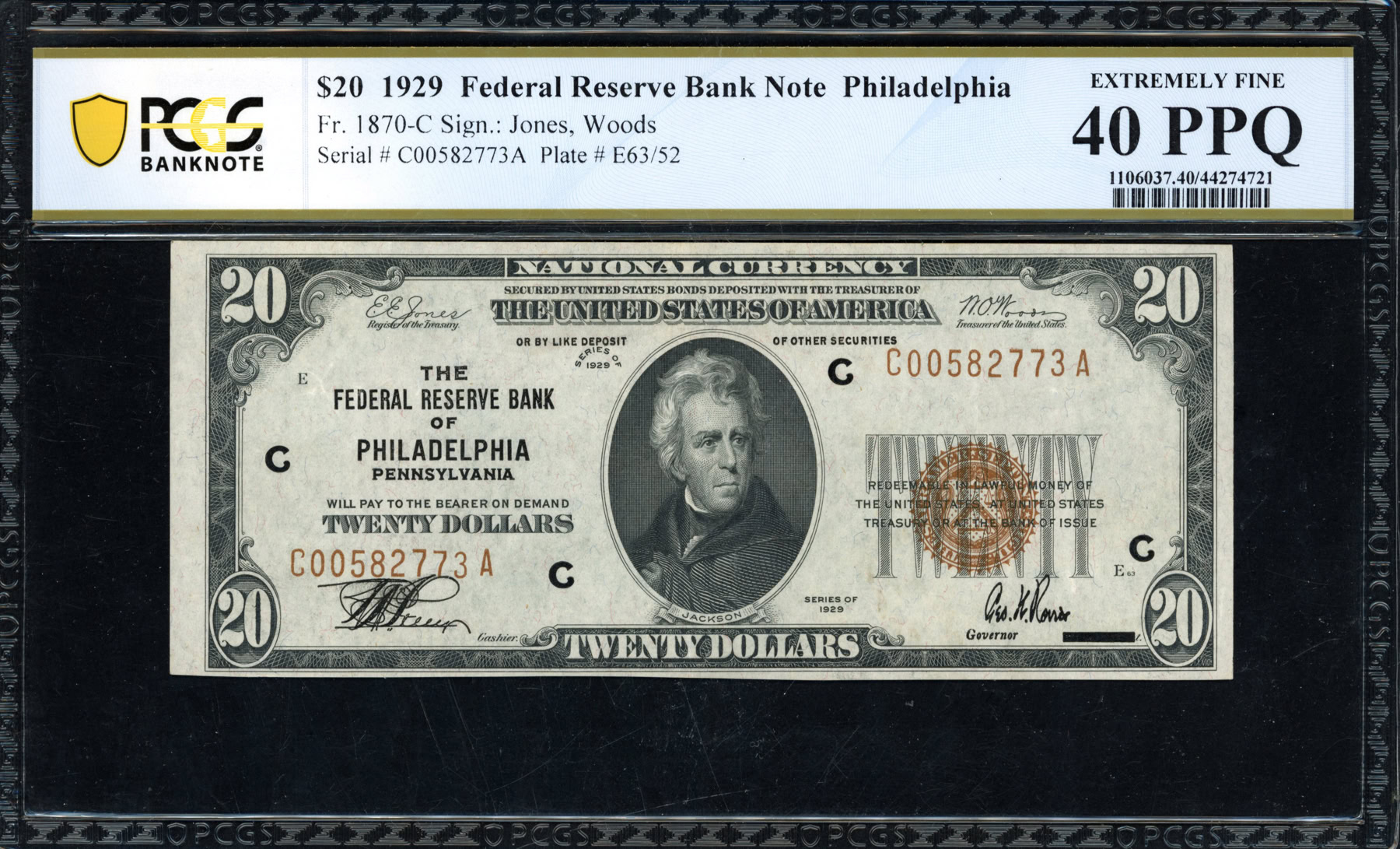 Fr. 1870-C (CA Block) 1929 $20 Philadelphia Federal Reserve Bank Note ...