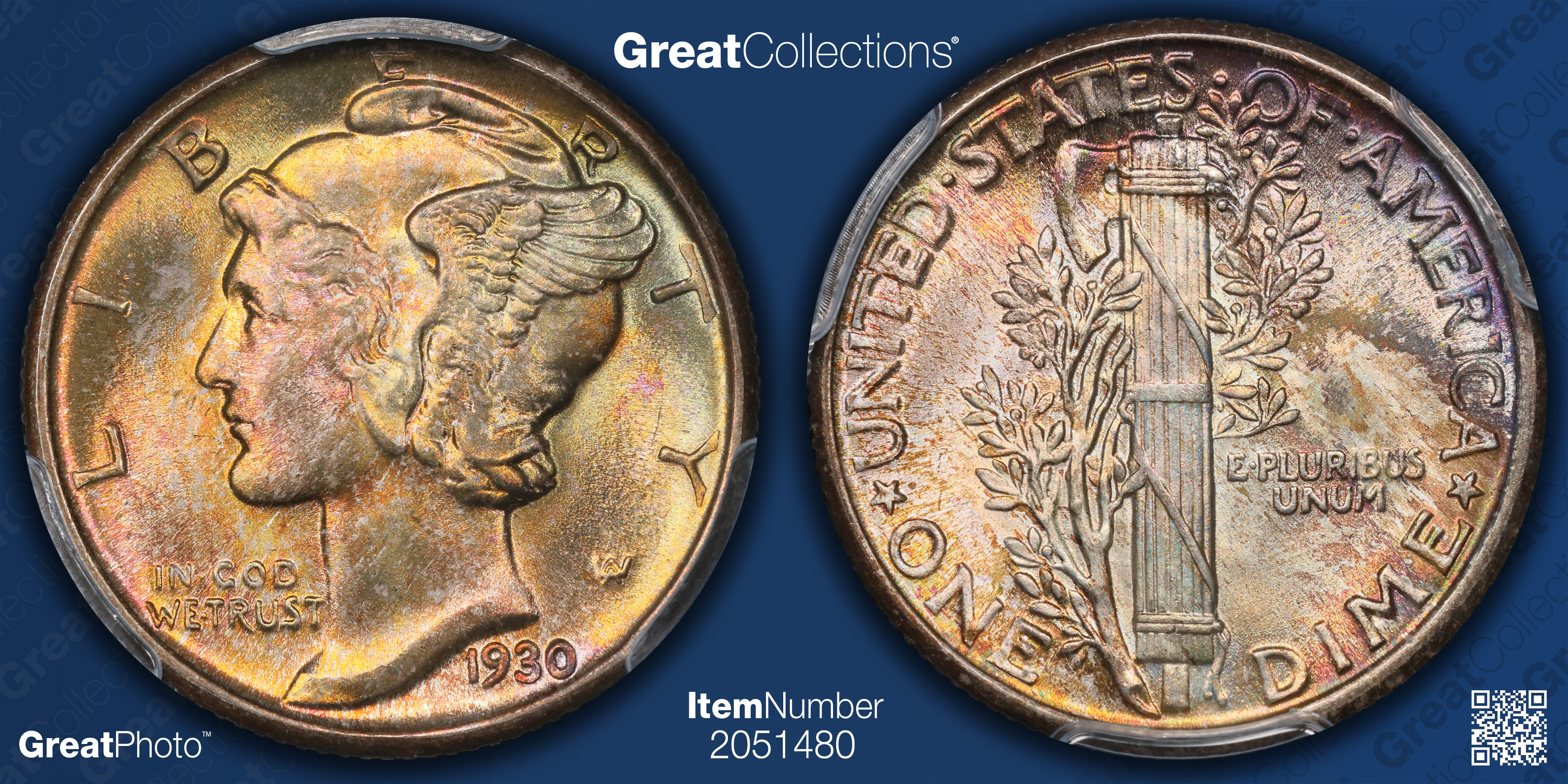1930 Mercury Dime PCGS MS-67+ (Toned) (Item 2051480) | GreatCollections ...