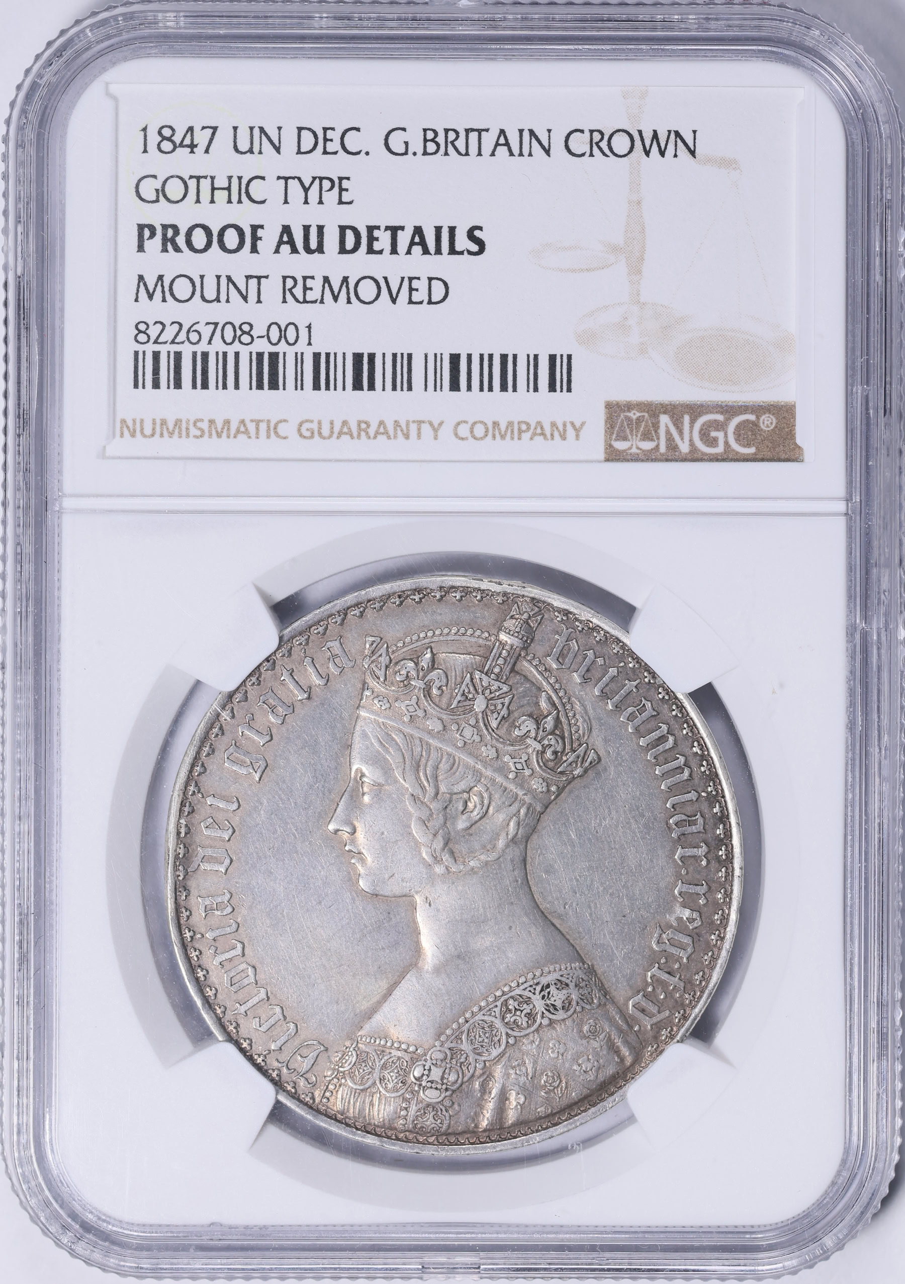 Great Britain 1847 Silver Gothic Crown UNDECIMO Edge KM-744 NGC Proof ...