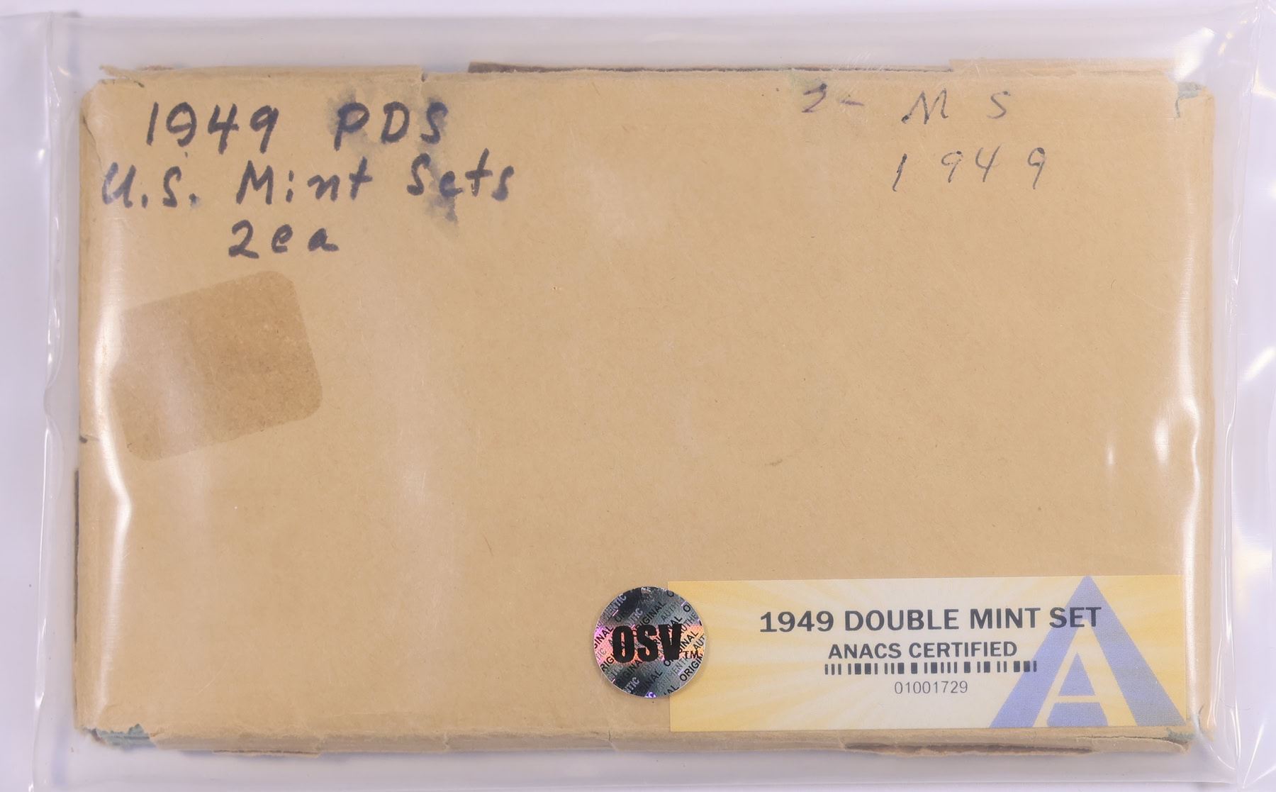 1949 U.S. Mint Double Mint Set ANACS Composite Grades MS-65.03/65.13/65 ...