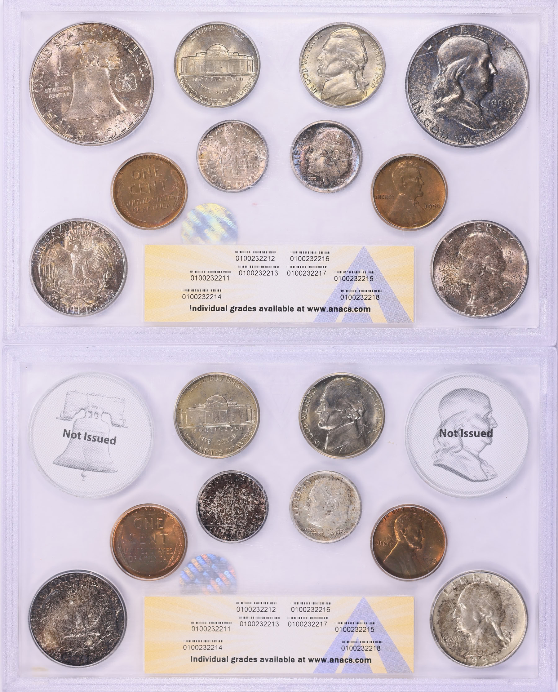 1956 U.S. Mint Double Mint Set ANACS Composite Grades MS-66.20/65.81 ...