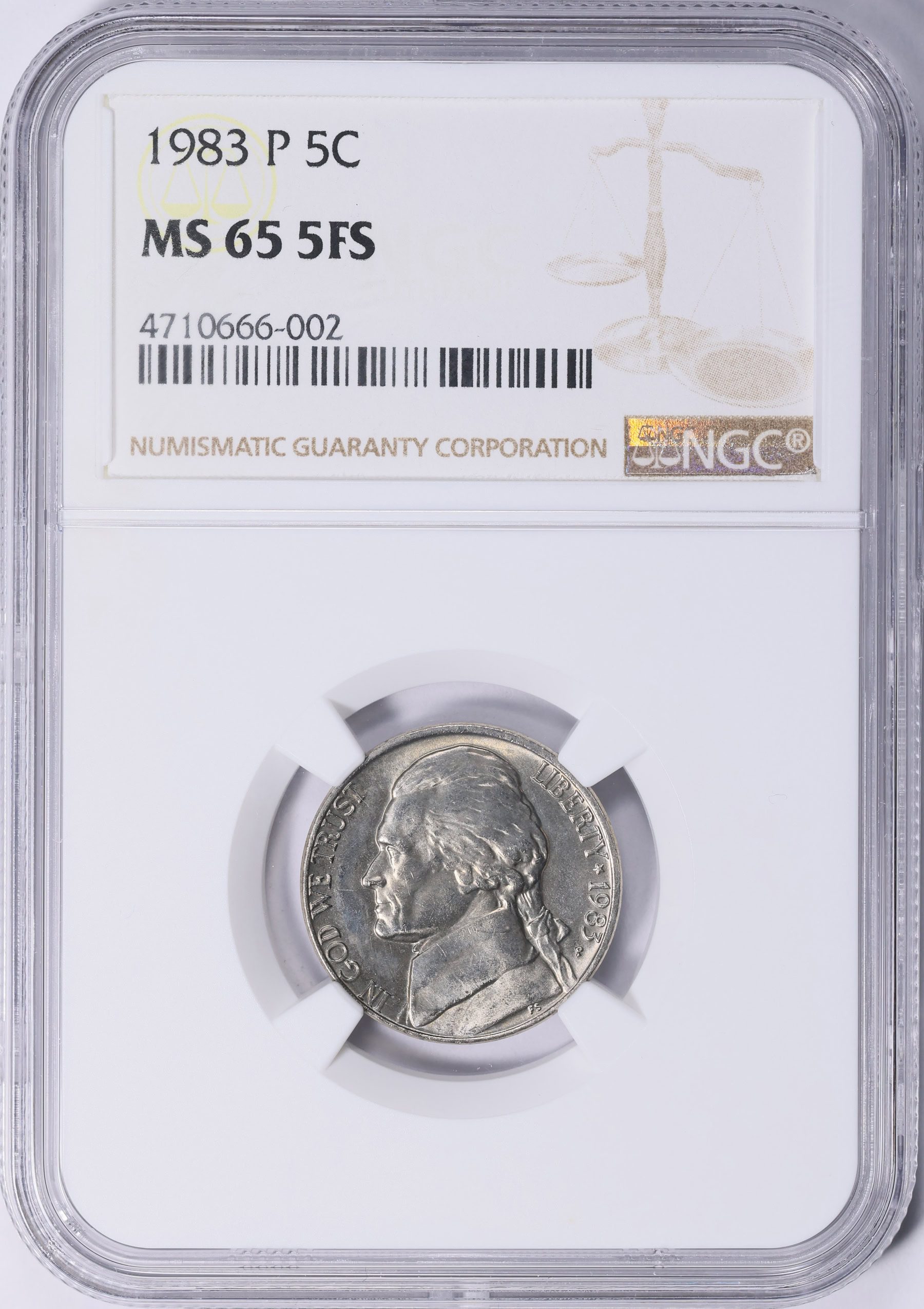 1983-P Jefferson Nickel NGC MS-65 5FS (Item 2053264) | GreatCollections ...