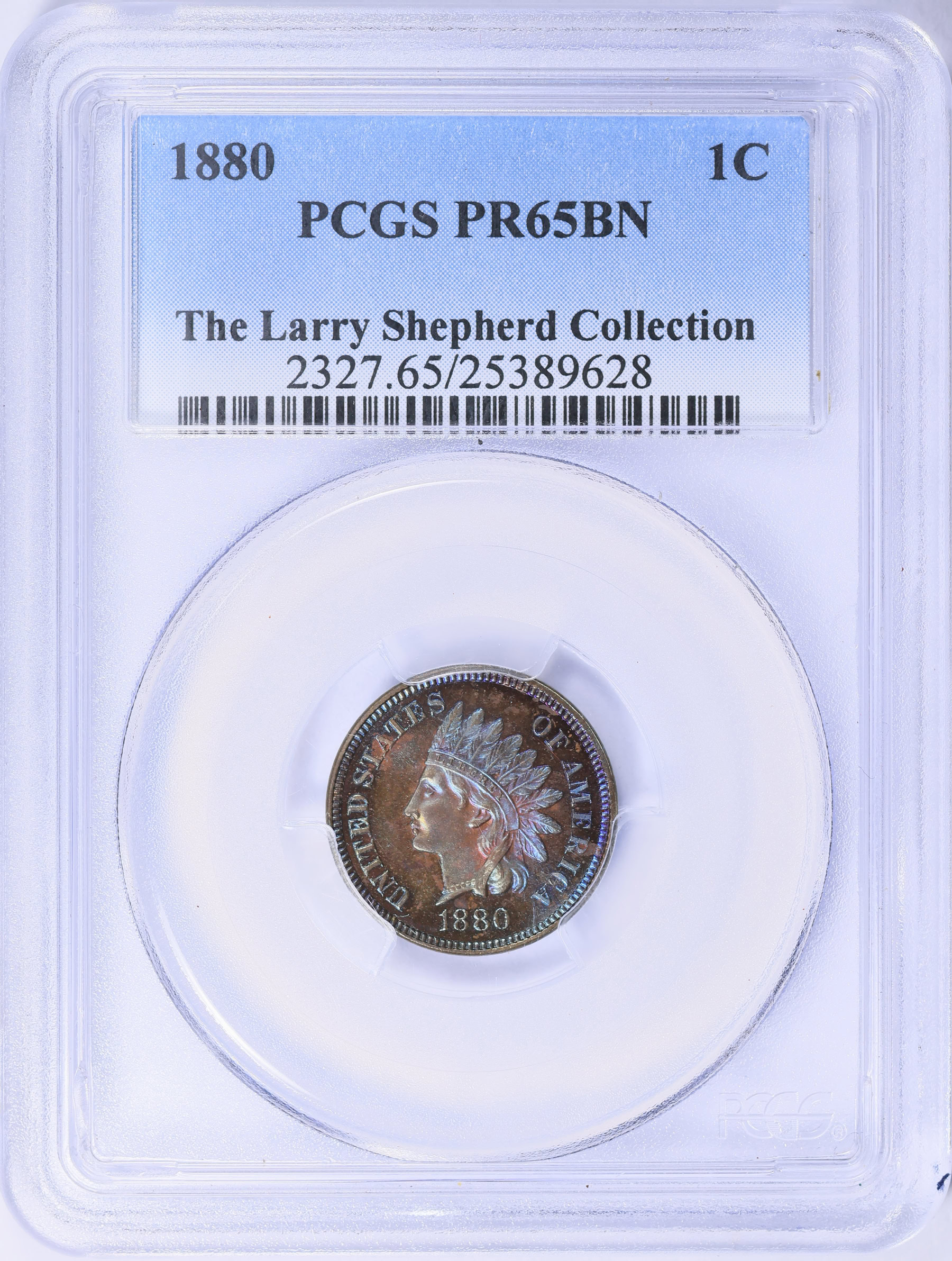 1880 Indian Cent PCGS Proof-65 BN (Toned) (Larry Shepherd Collection ...