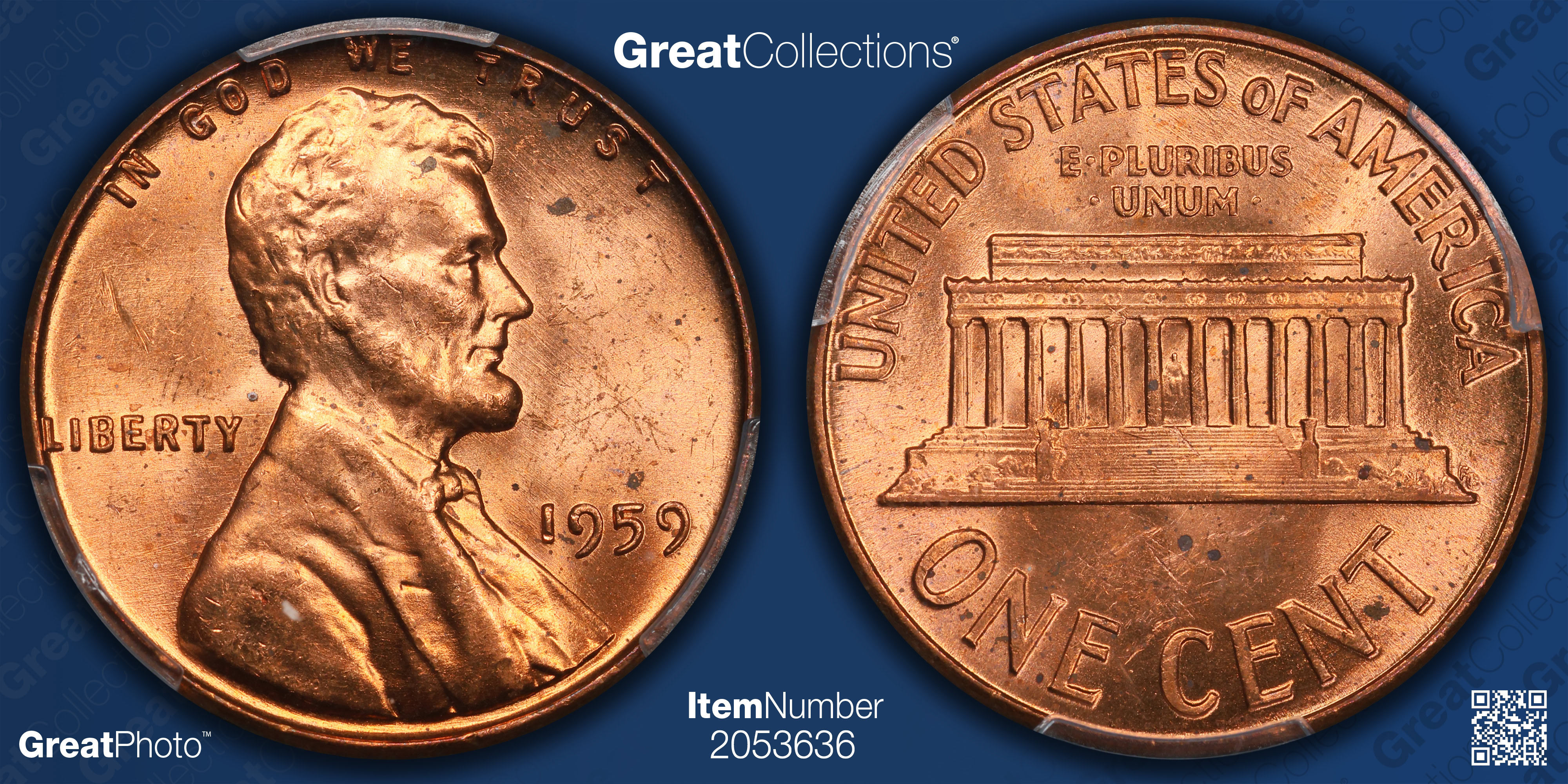 1959 Lincoln Cent Doubled Die Obverse FS-104 PCGS MS-63 RD (Item ...