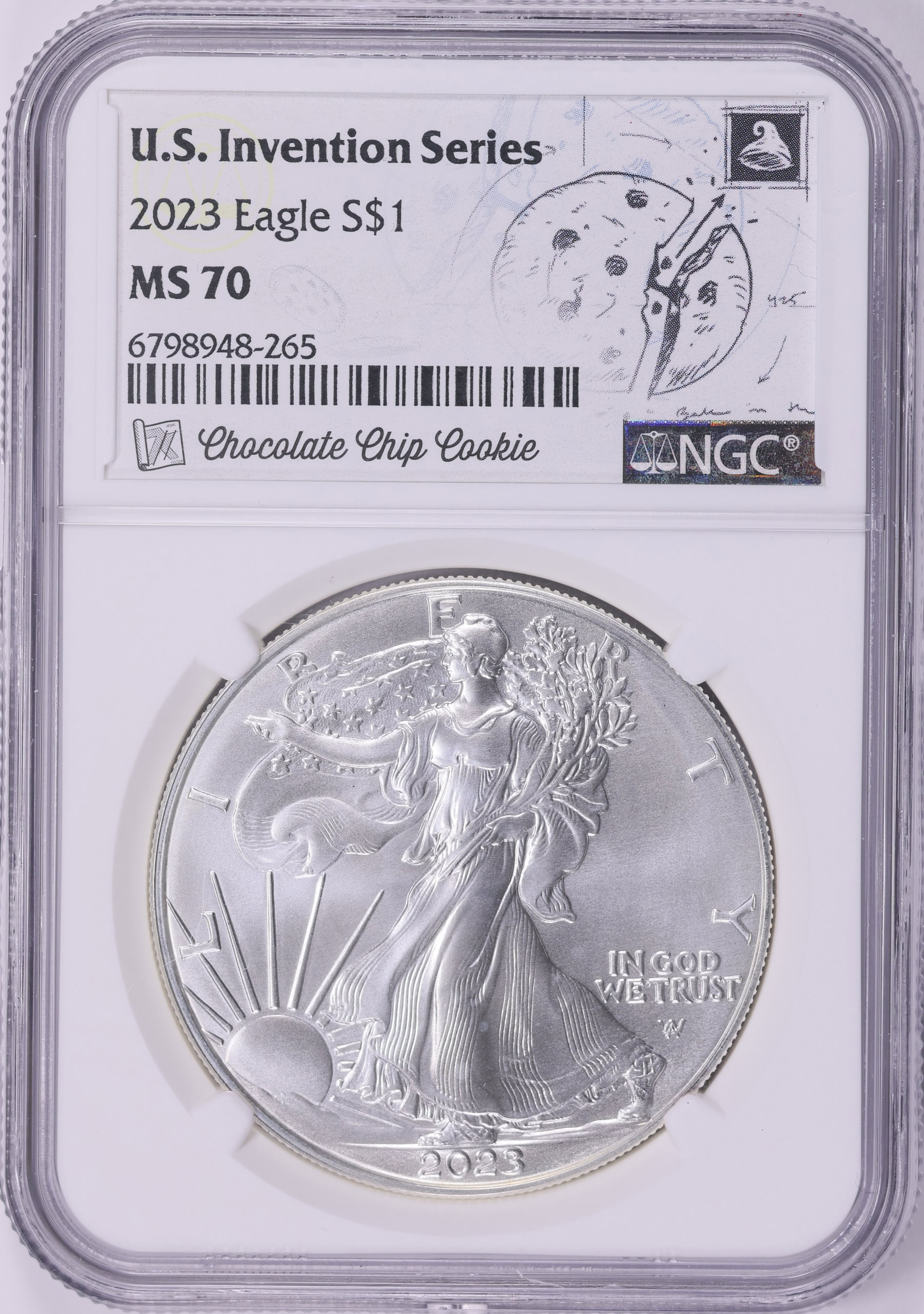2023 $1 Silver Eagle NGC MS-70 (U.S Invention Series Chocolate Chip ...