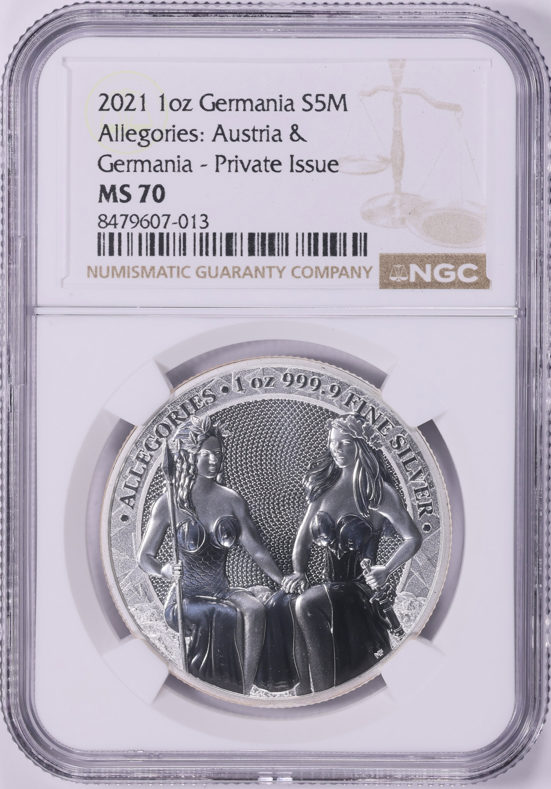 Germania 2021 Silver 5 Marks Fantasy Austria & Germania Private Issue ...