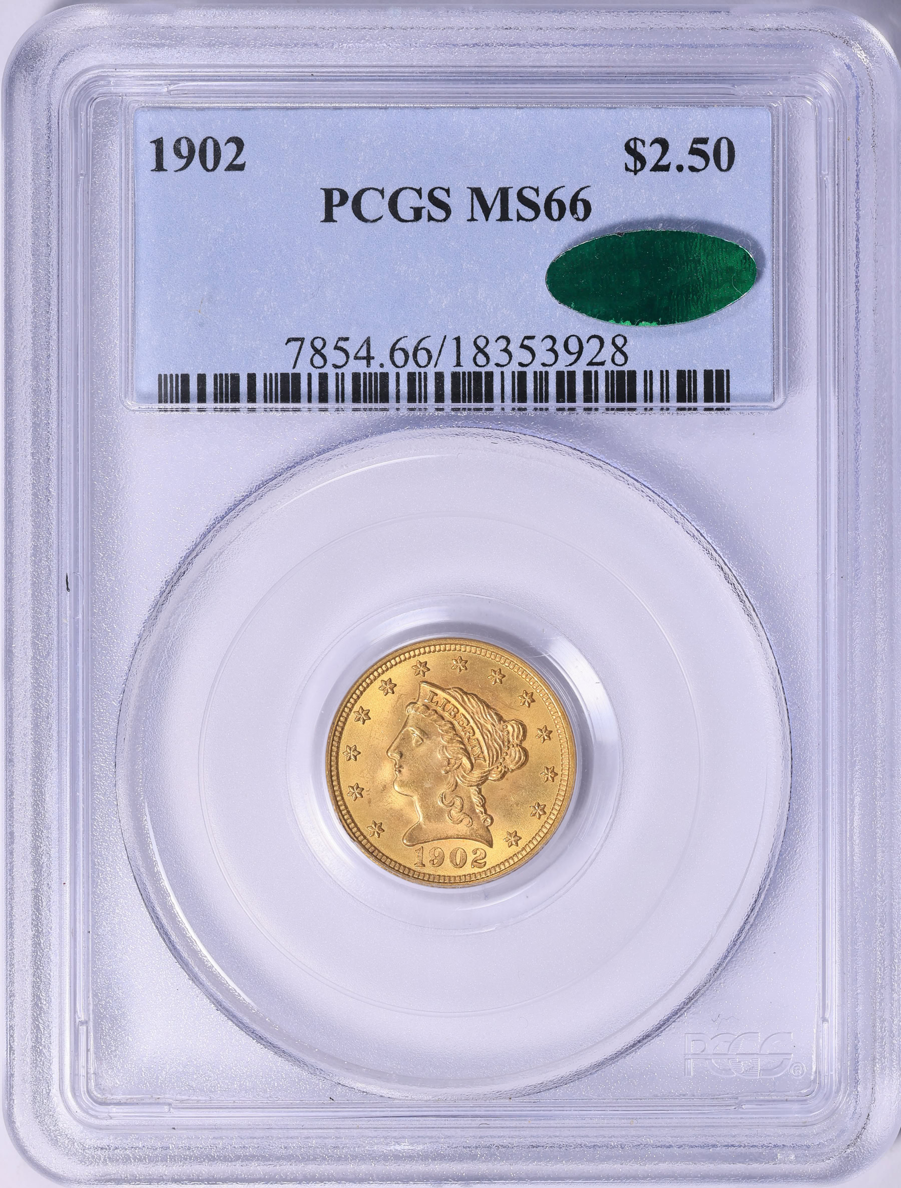 1902 Liberty Gold Quarter Eagle PCGS MS-66 (CAC Green) (Item 2054077 ...