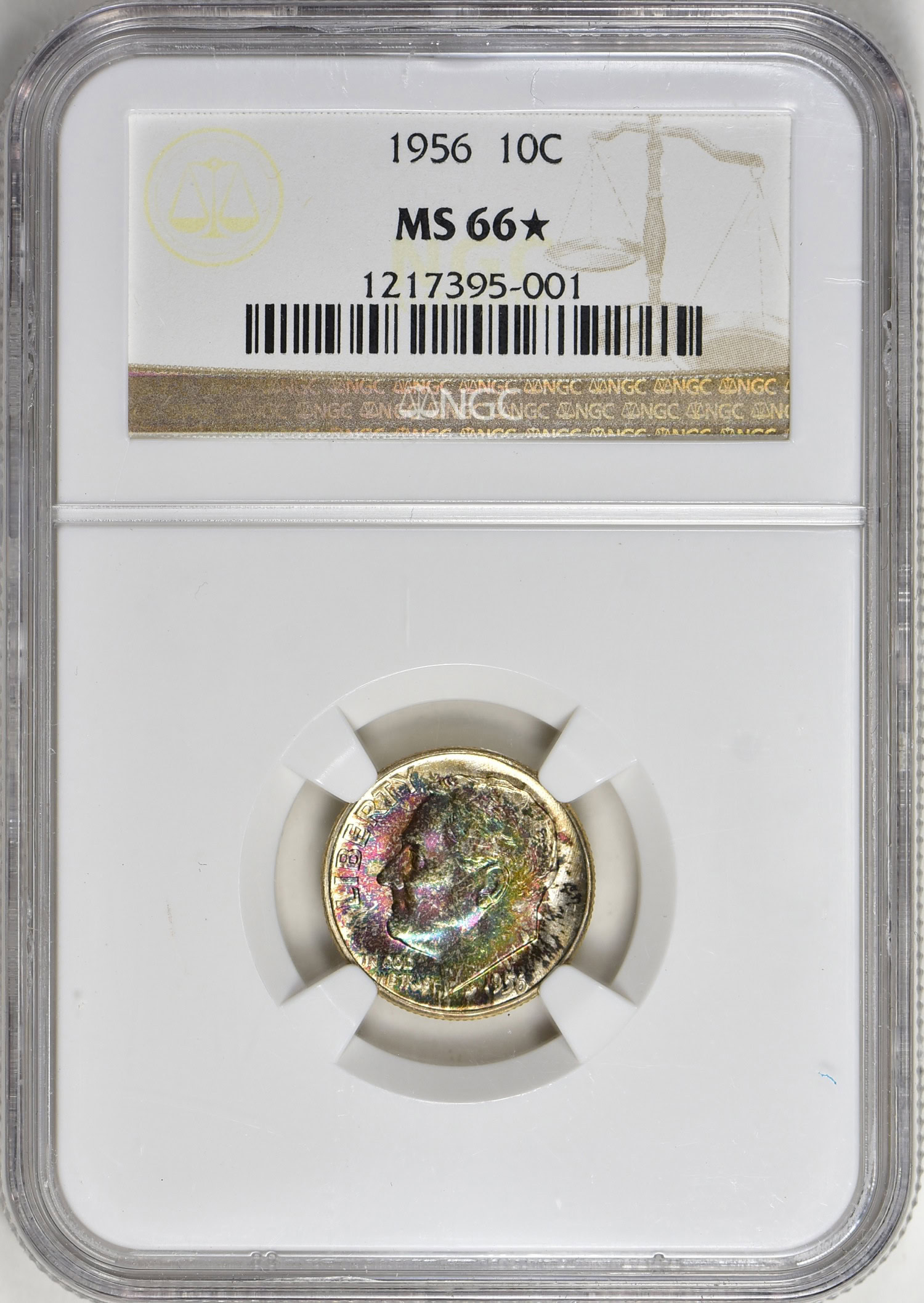1956 Roosevelt Dime NGC MS-66 ★ (Toned) (Item 2054253 ...