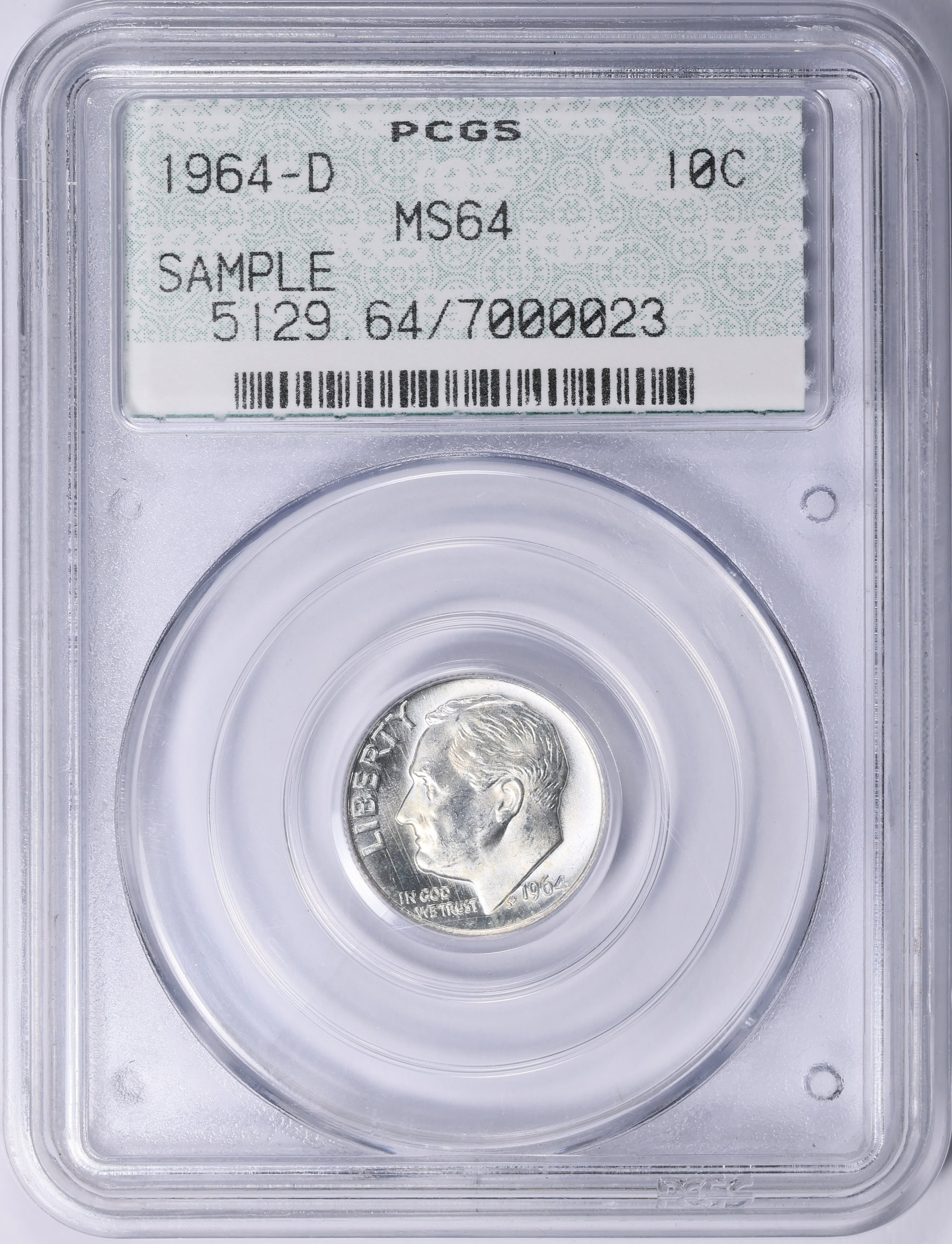 1964-D Roosevelt Dime PCGS MS-64 OGH (Doily) (Sample Slab) (Item ...