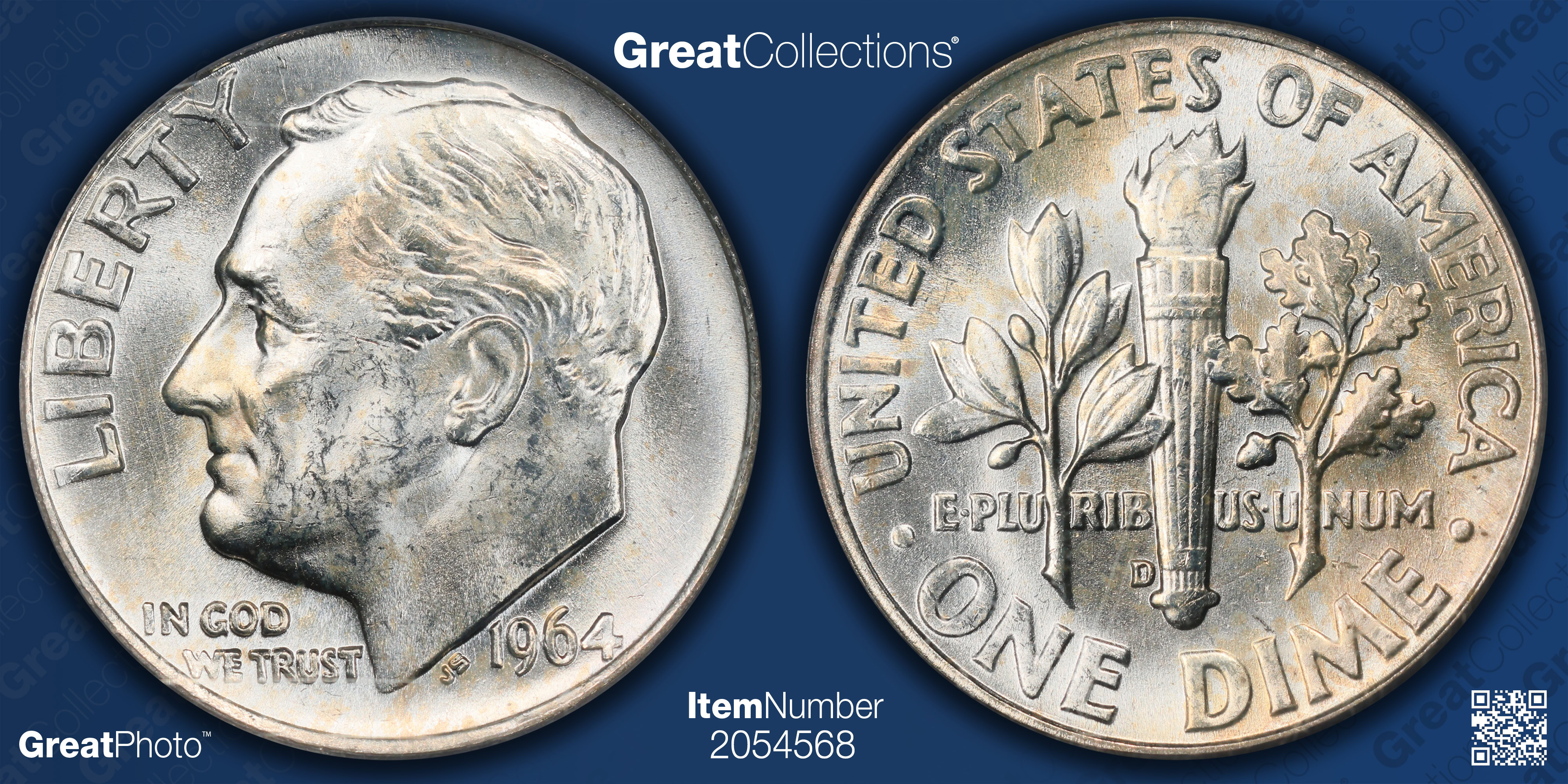 1964-D Roosevelt Dime PCGS MS-64 OGH (Doily) (Sample Slab) (Item ...