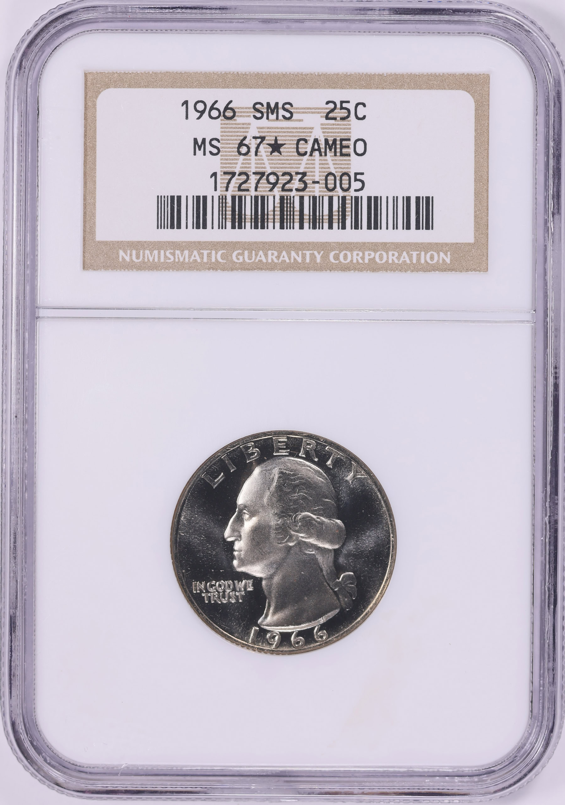 1966 Washington Quarter SMS NGC MS-67 ★ CAMEO (Item 2054612 ...