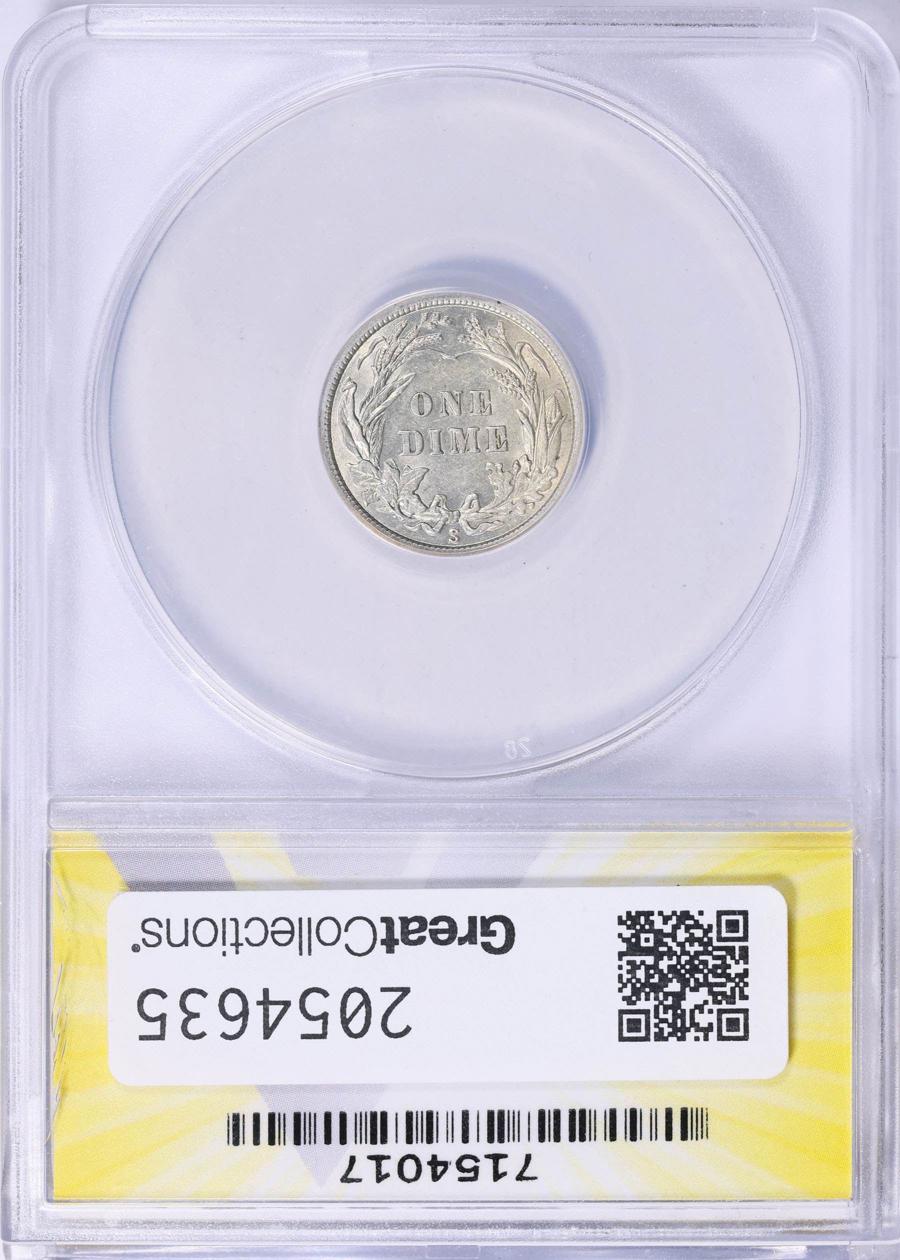 1916-S Barber Dime ANACS AU-50 (Item 2054635) | GreatCollections Coin ...
