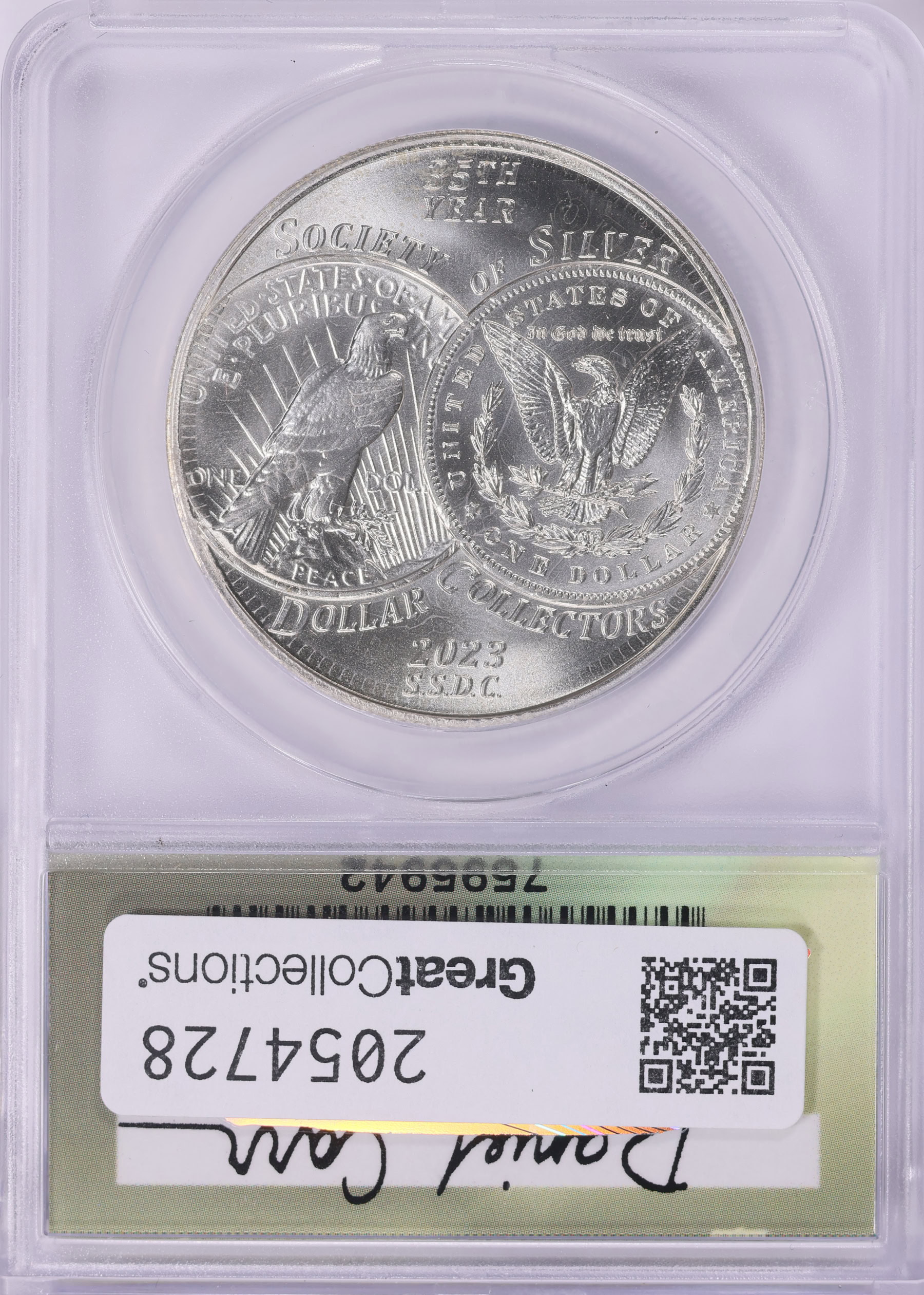 1988 Morgan Dollar Hot Lips SSDC 35th Anniversary Daniel Carr Medal ...