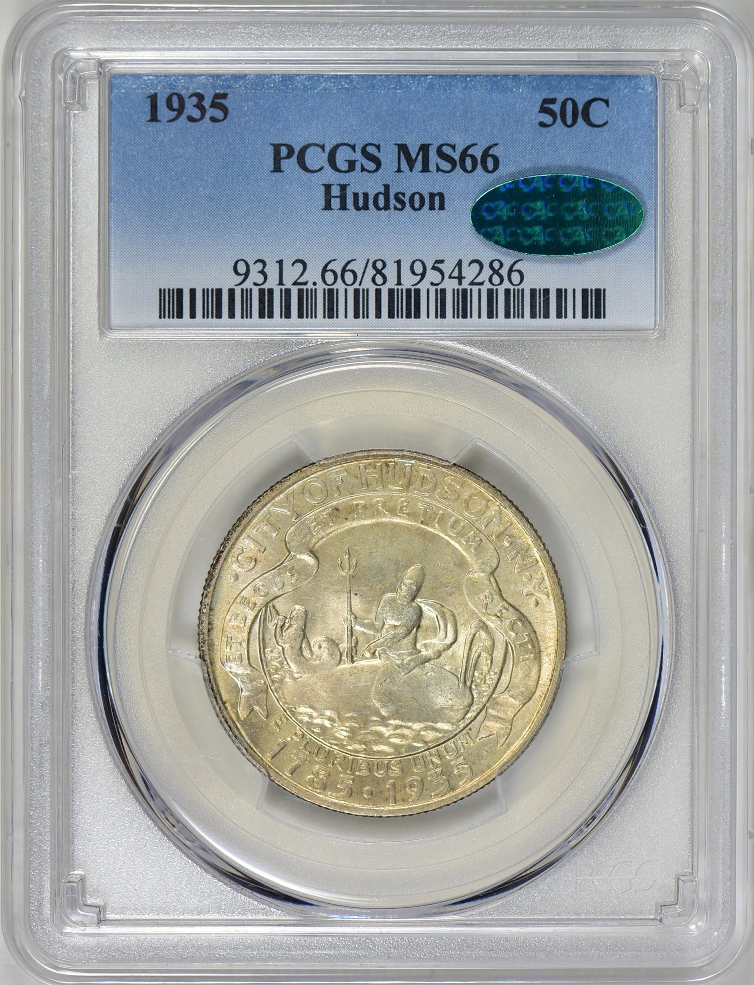 1935 Hudson, New York, Sesquicentennial Half Dollar PCGS MS-66 (CAC ...