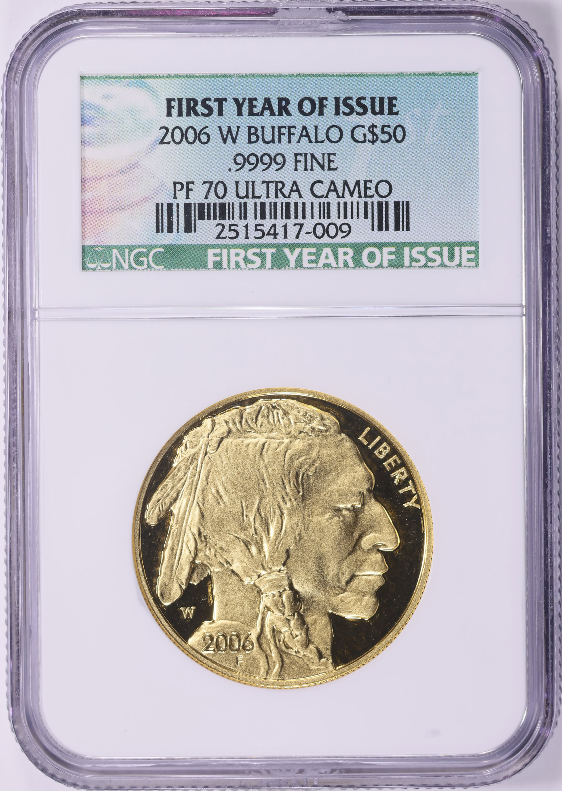 2006-W $50 One-Ounce Gold American Buffalo NGC Proof-70 UC (First Year ...