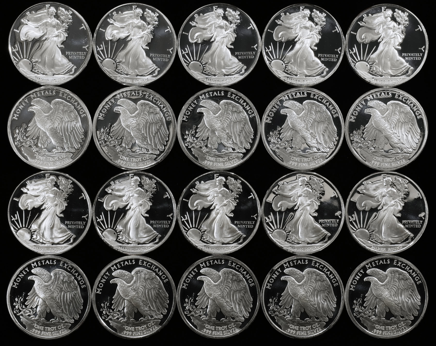 ND Silver 1oz Walking Liberty Proof Rounds Roll Uncertified (20 Coins ...