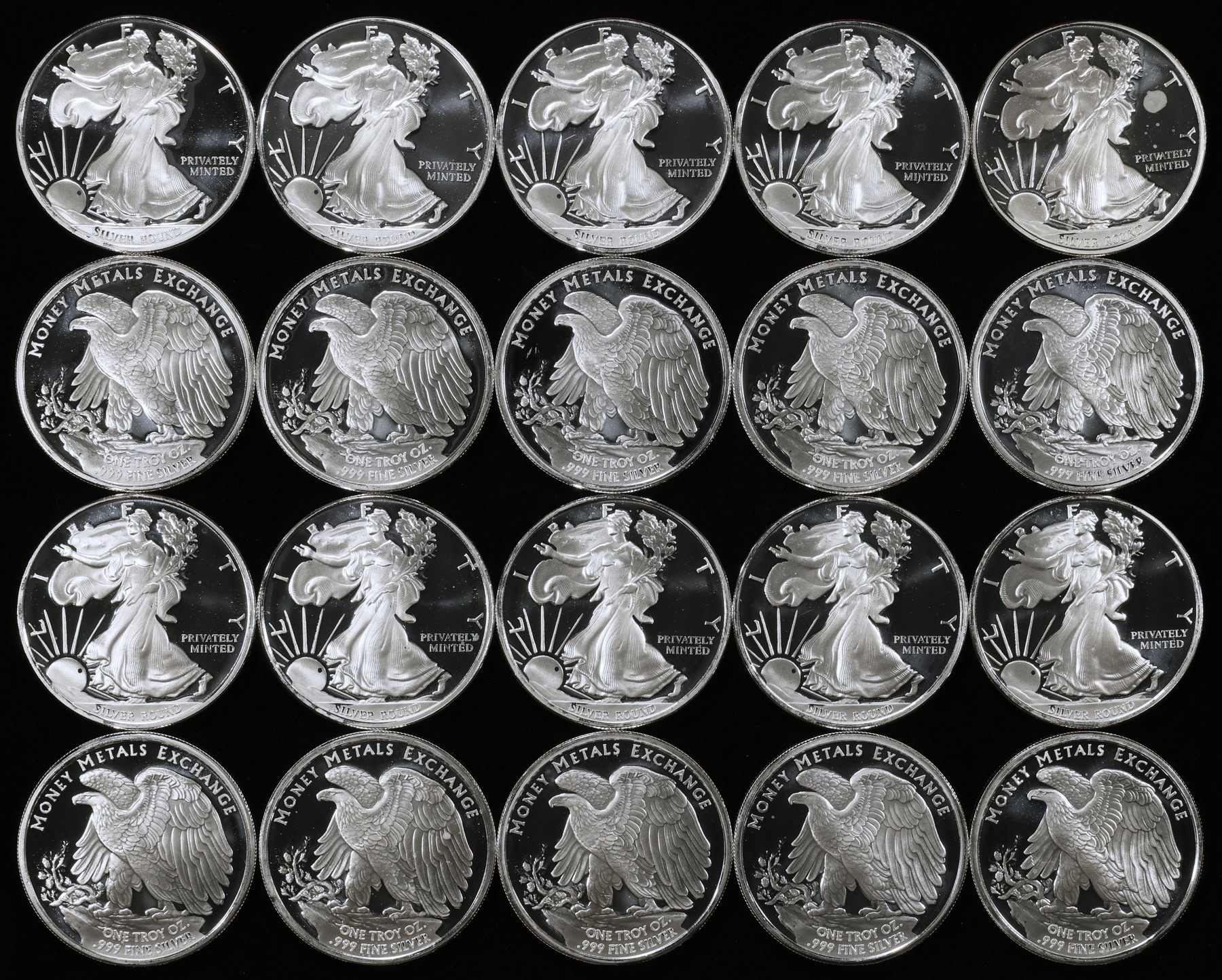 ND Silver 1oz Walking Liberty Proof Rounds Roll Uncertified (20 Coins ...