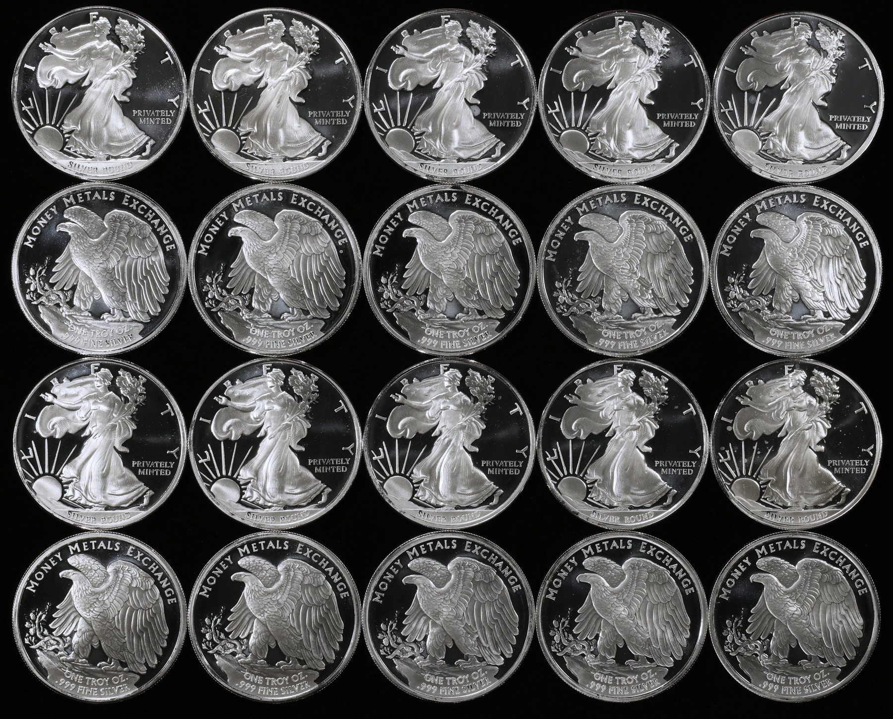 ND Silver 1oz Walking Liberty Proof Rounds Roll Uncertified (20 Coins ...