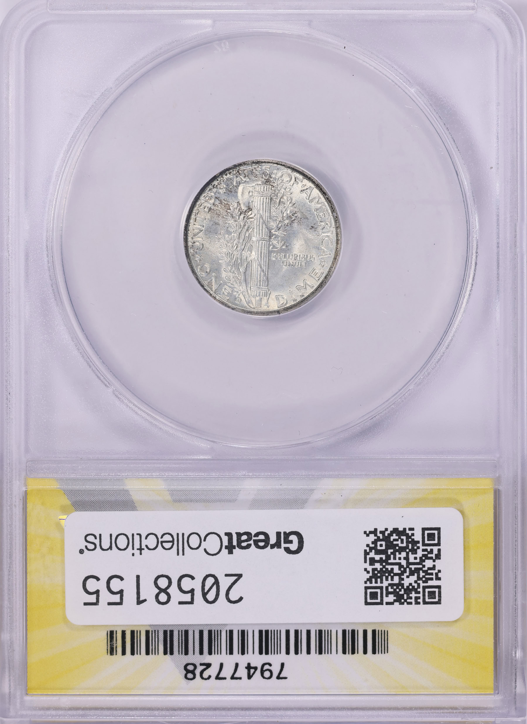 1943-D Mercury Dime ANACS MS-66 FB (Item 2058155) | GreatCollections ...