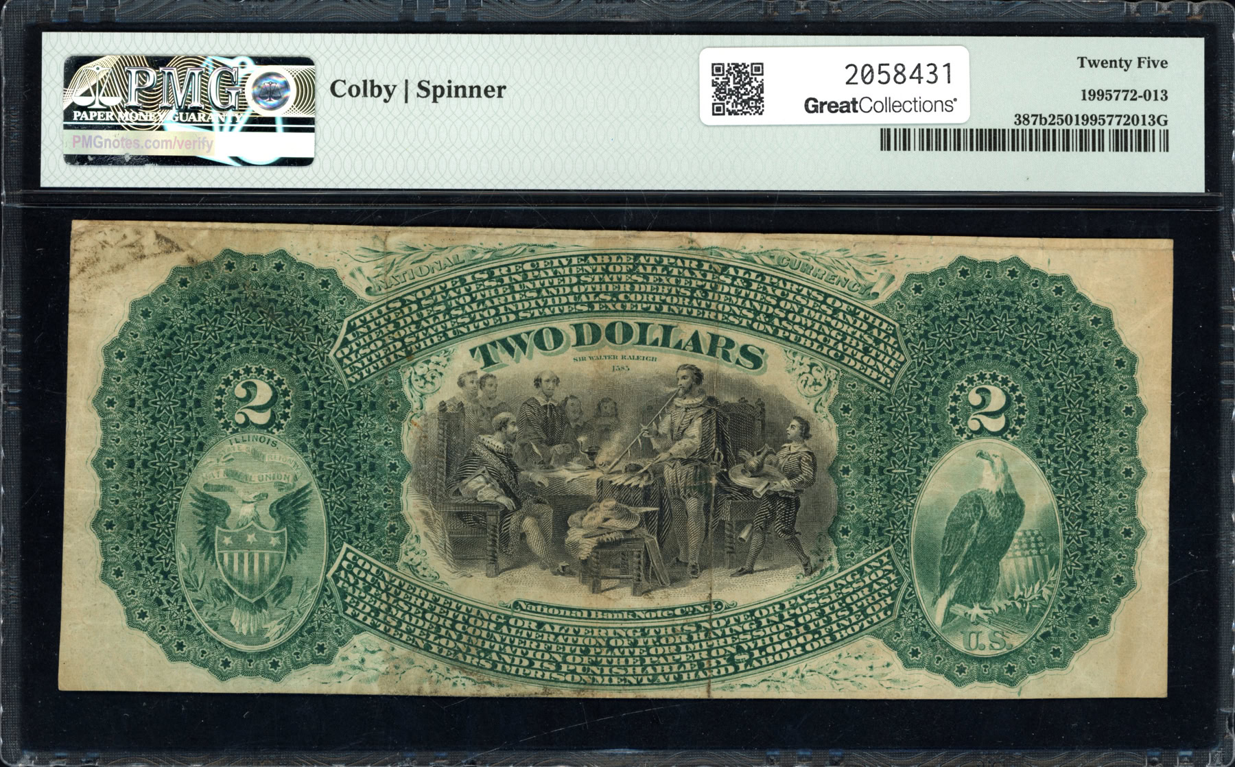 Fr. 387b Alton, Illinois Original Period $2 Note *Repeater Serial ...