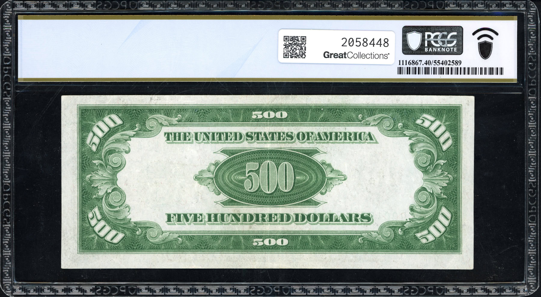 Fr. 2201-Bdgs Dark Green (BA Block) 1934 $500 New York Federal Reserve ...
