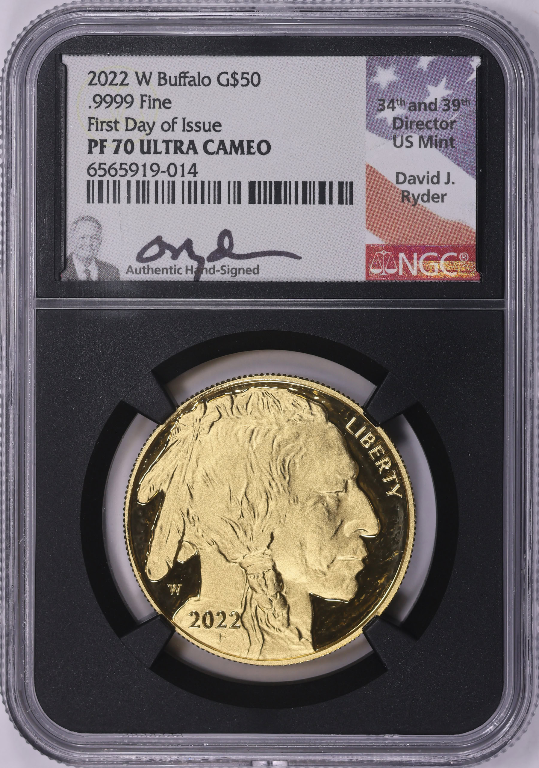 2022-W $50 One-Ounce Gold American Buffalo First Day of Issue NGC Proof ...