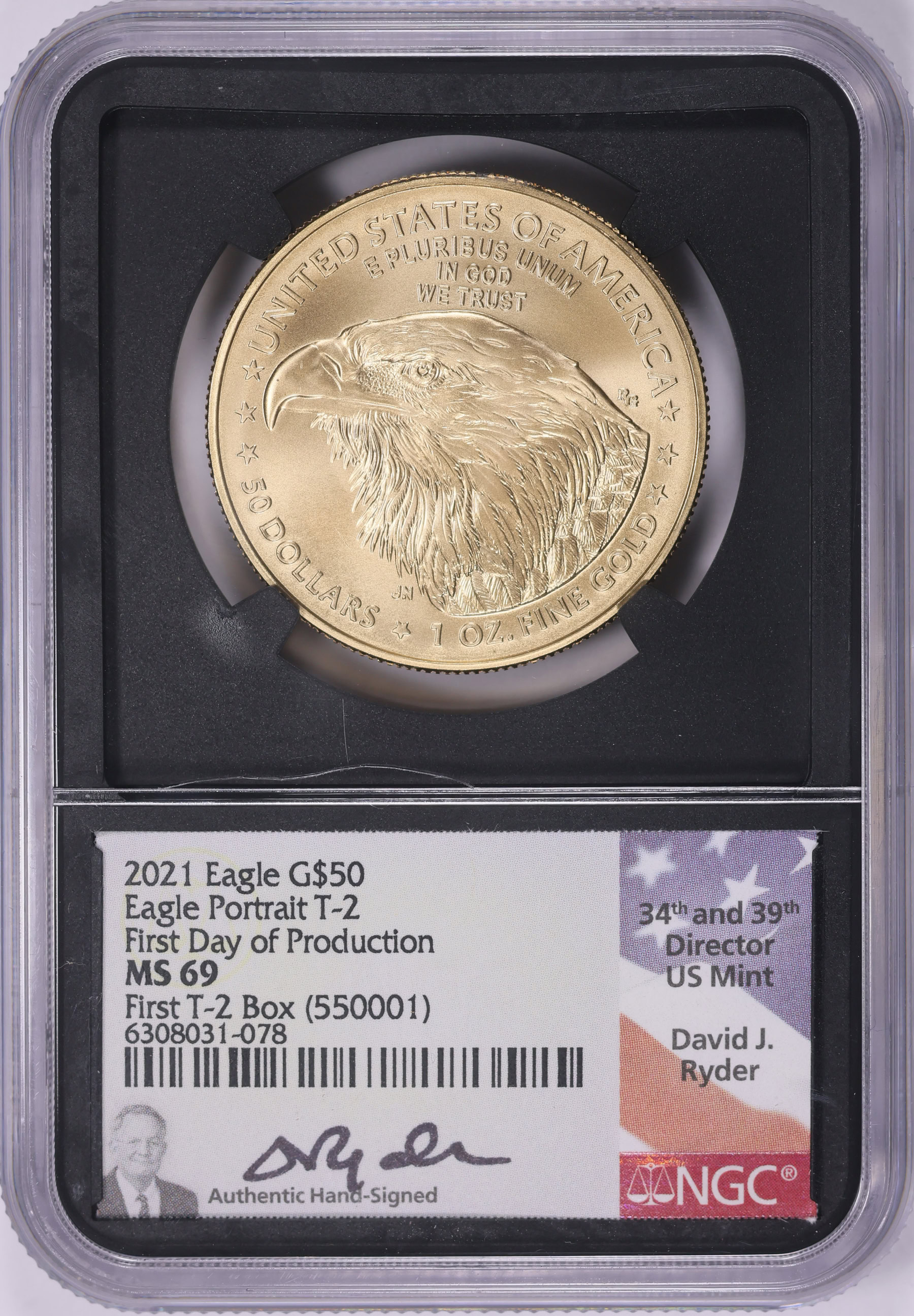 2021 $50 One-Ounce Gold American Eagle Type 2 First Day of Production ...