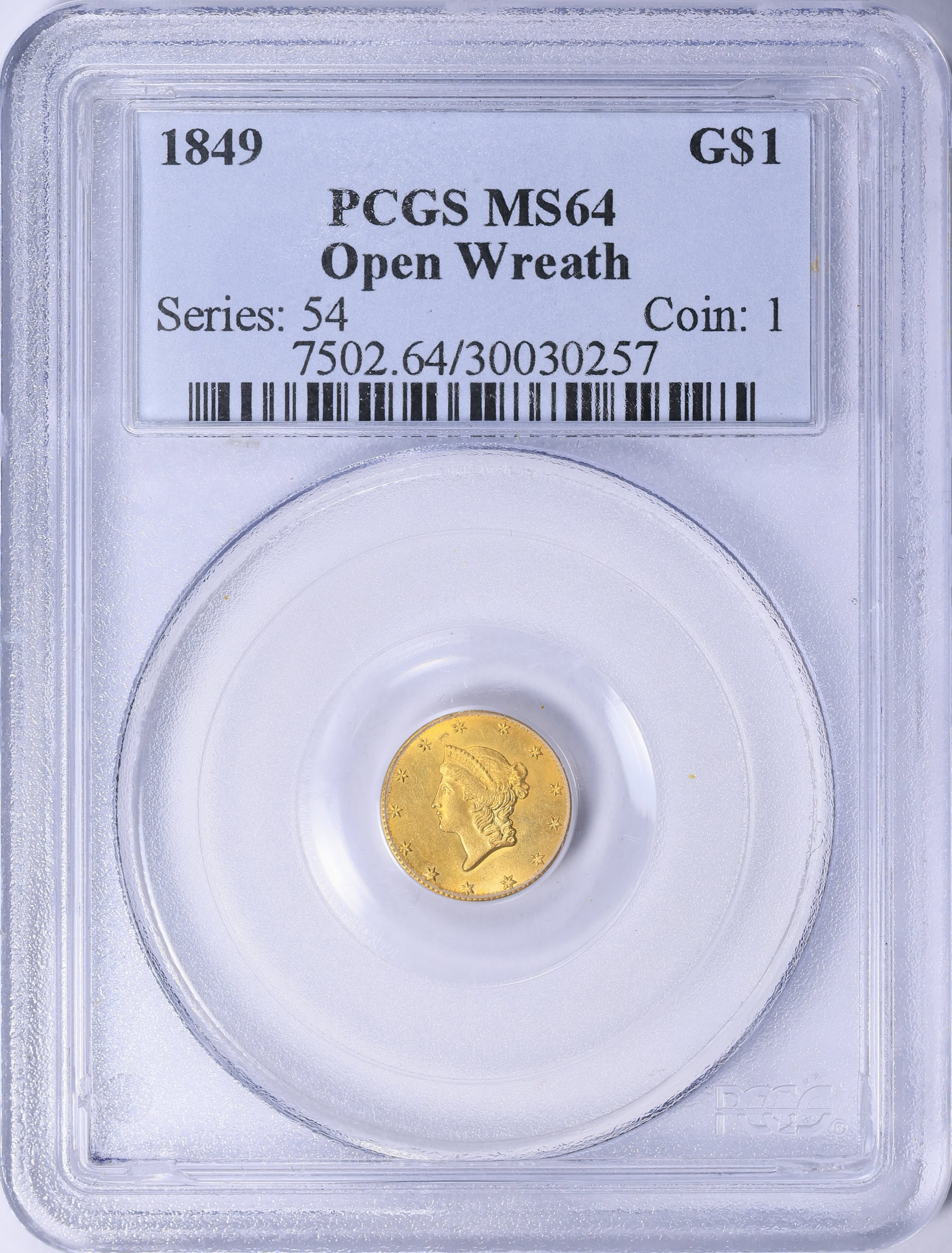 1849 Liberty Gold Dollar Open Wreath PCGS MS-64 (Item 2058841 ...
