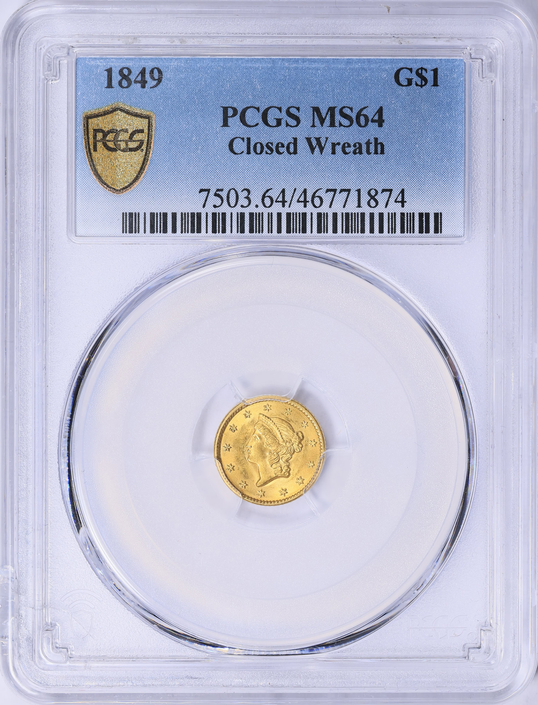 1849 Liberty Gold Dollar Closed Wreath PCGS MS-64 (Item 2058843 ...