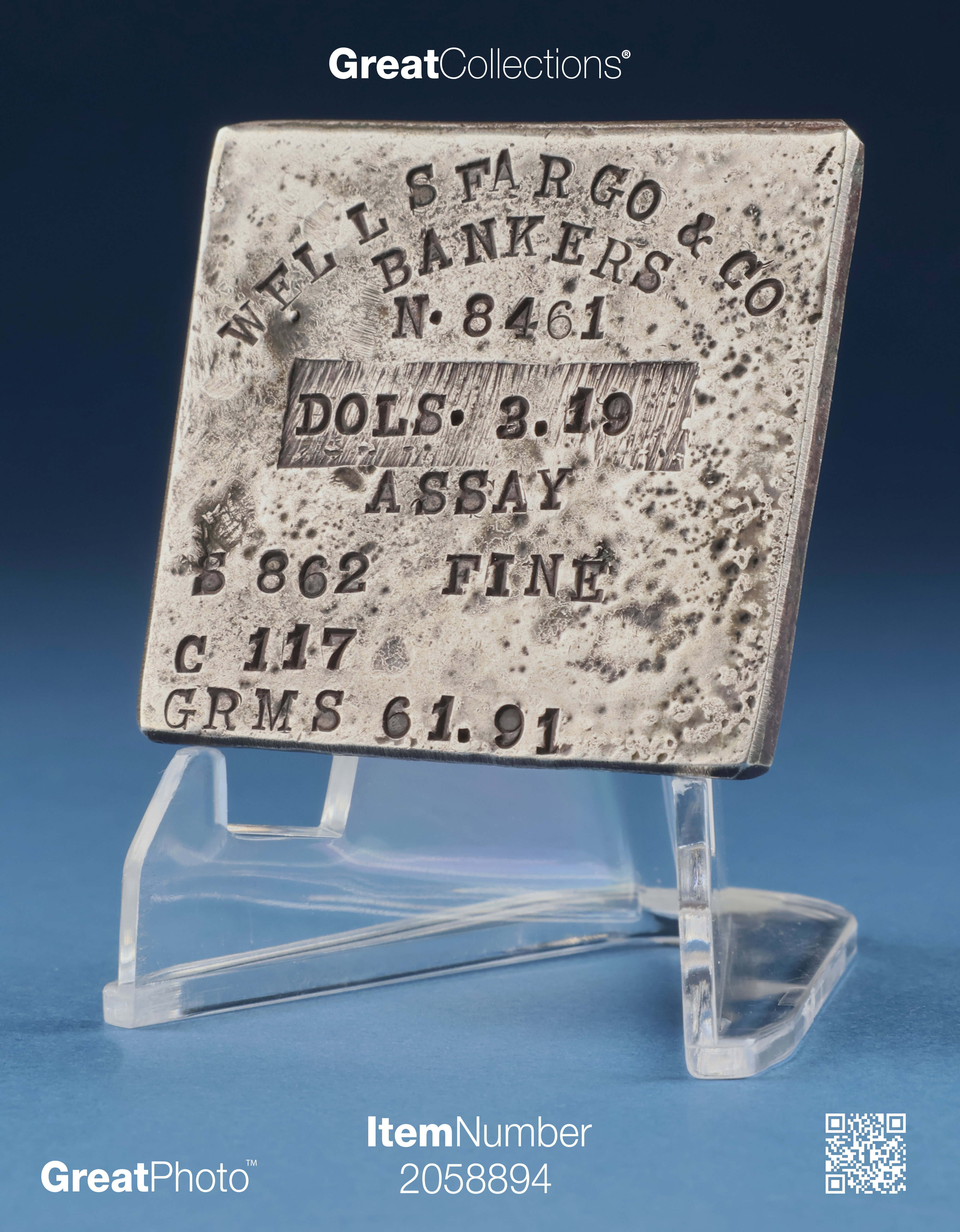 ND Silver 1.987oz Wells Fargo & Co. Bankers Ingot/Bar Fantasy Piece ...