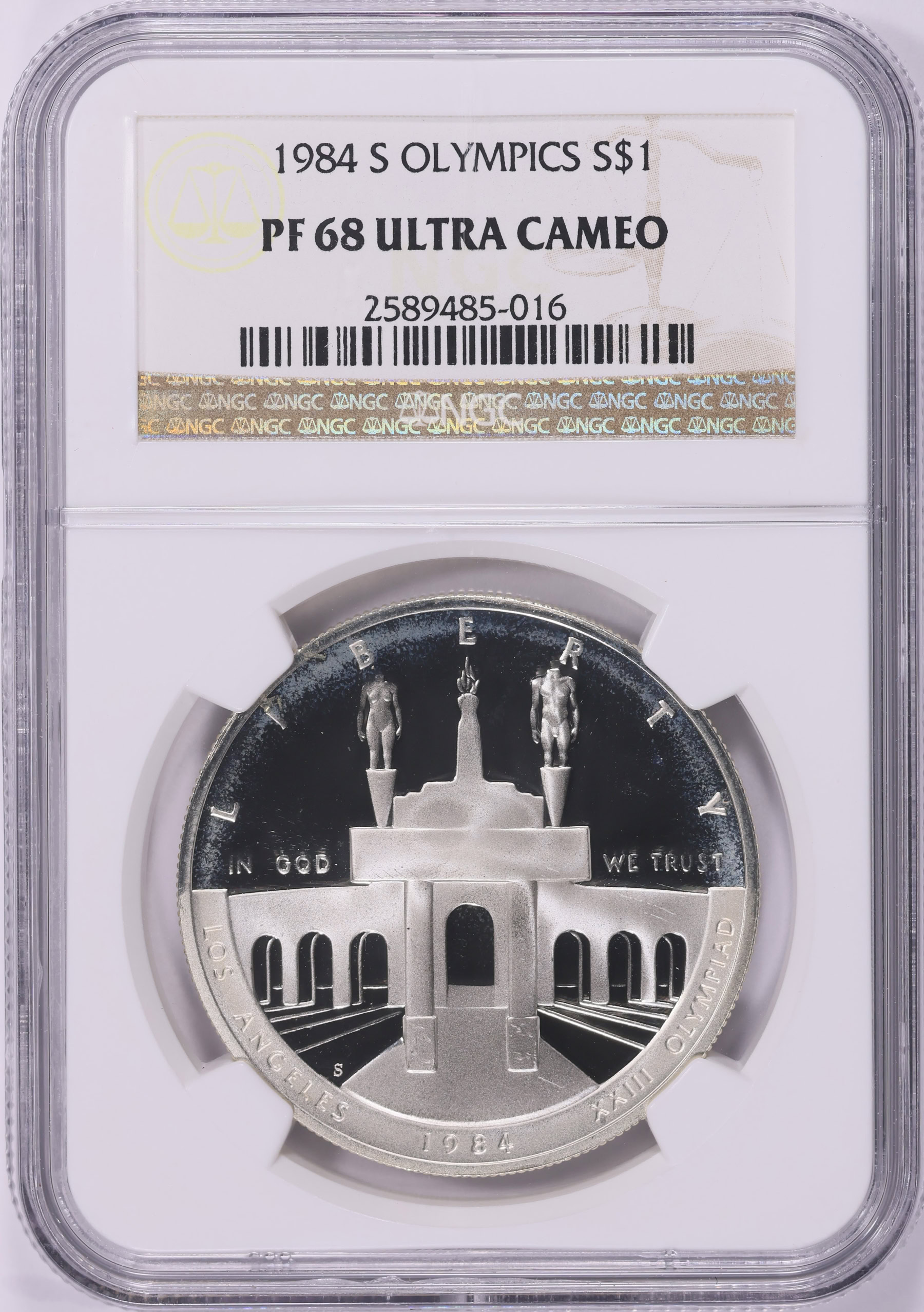1984-S Los Angeles XXIII Olympiad Coliseum Silver Dollar NGC Proof-68 ...
