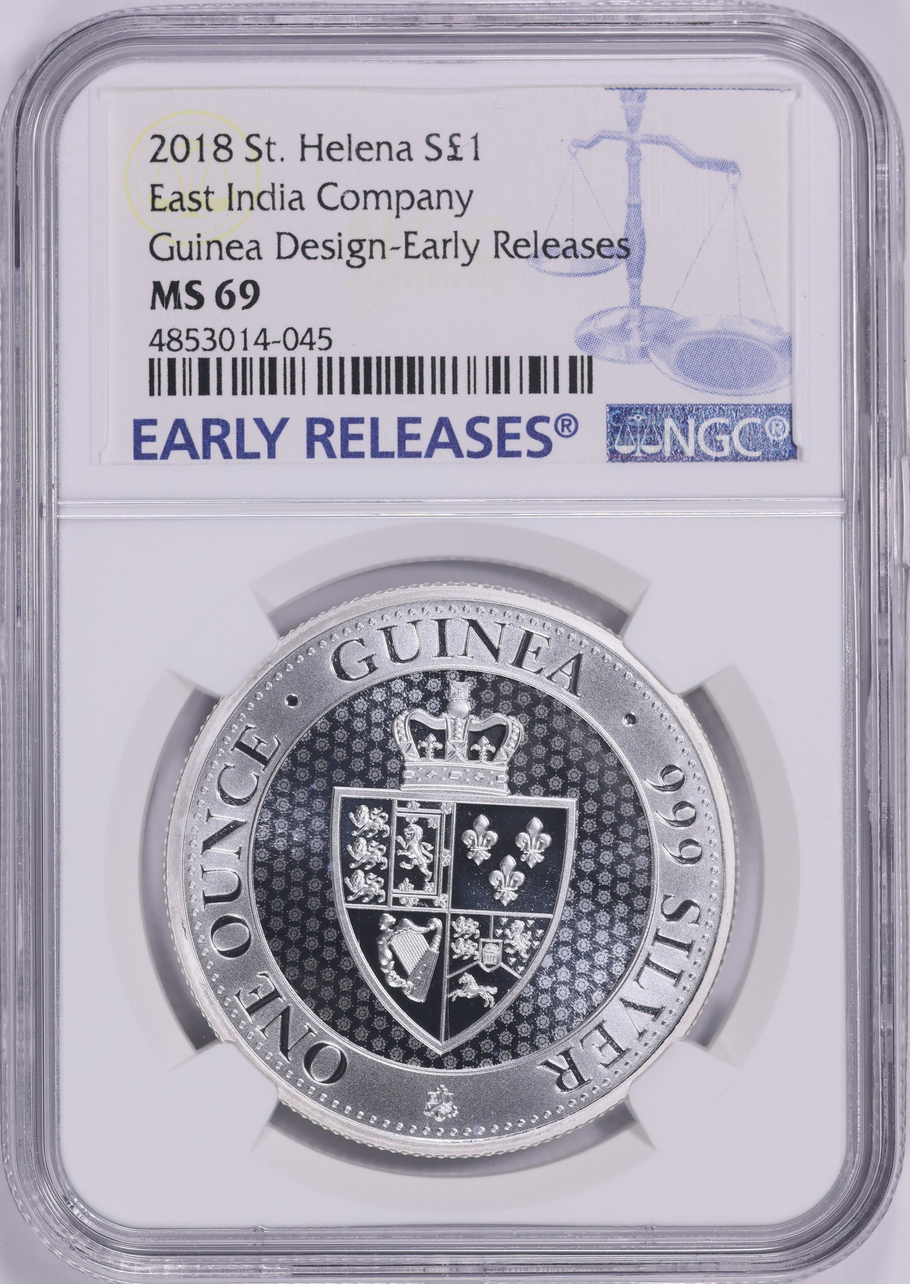 St. Helena 2018 Silver £1 East India Company Guinea Design Early ...