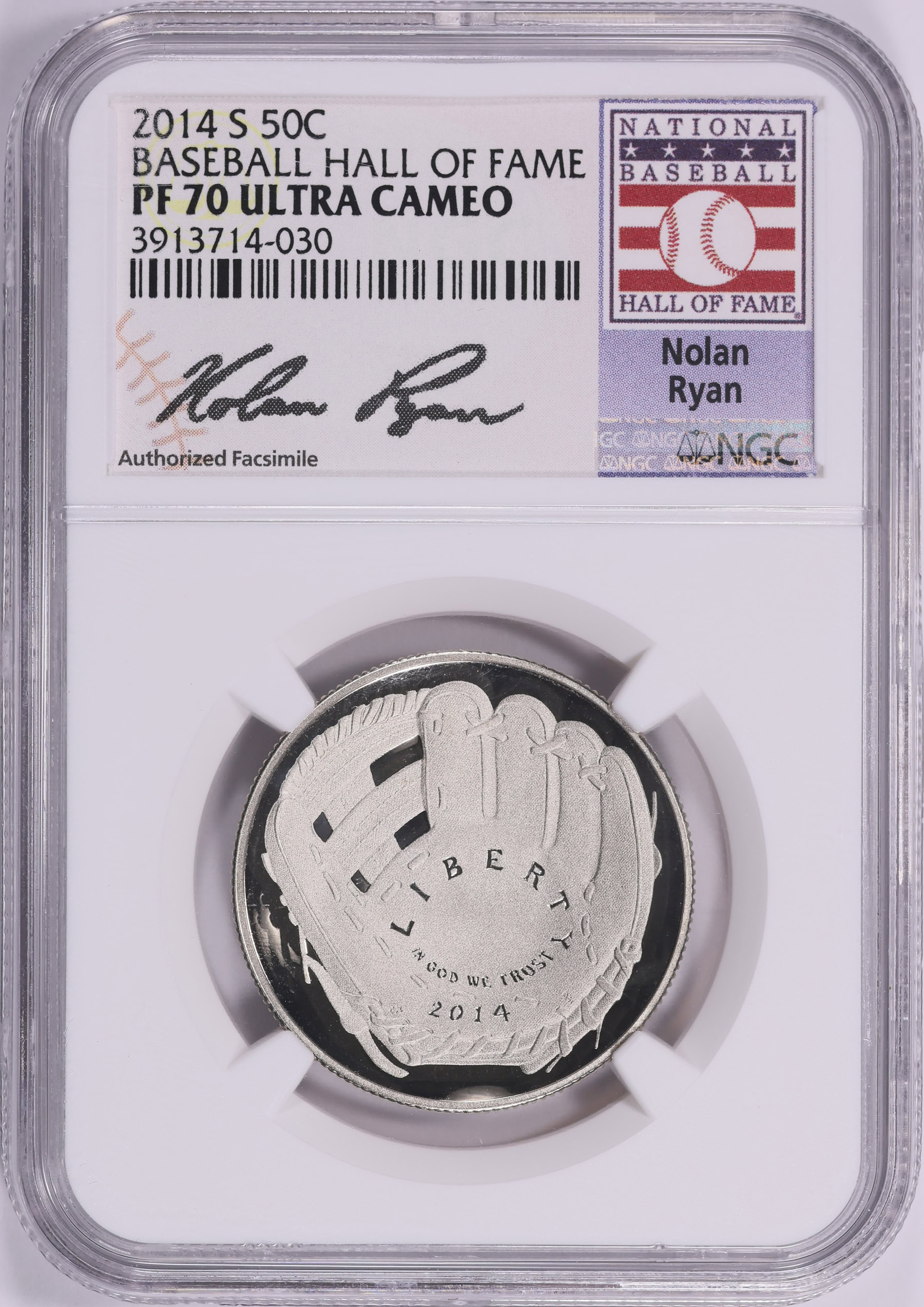 2014-S Baseball Hall of Fame Clad Half Dollar NGC Proof-70 UC (Nolan ...