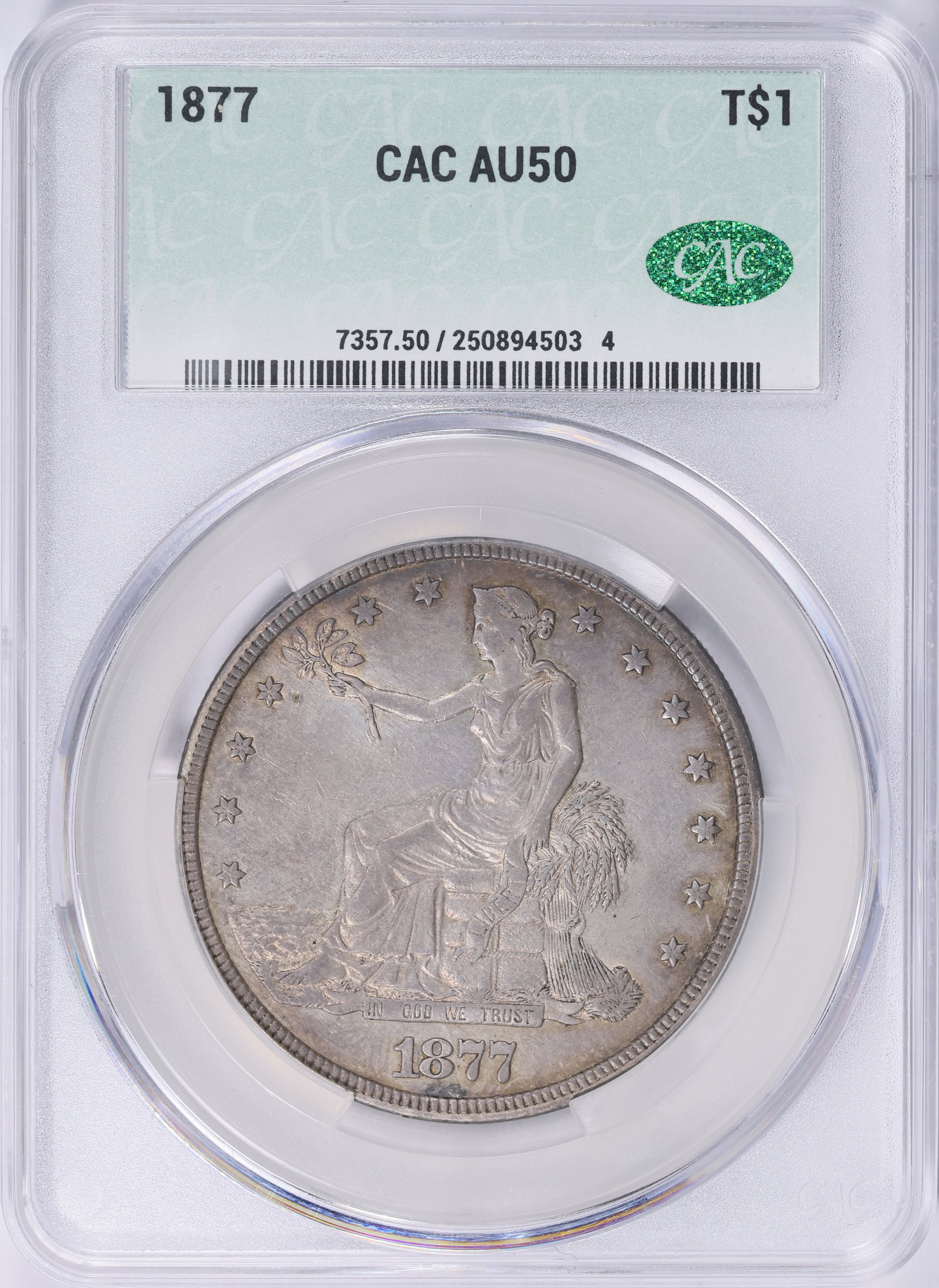 1877 Trade Silver Dollar CACG AU-50 (Toned) (Item 2060103 ...