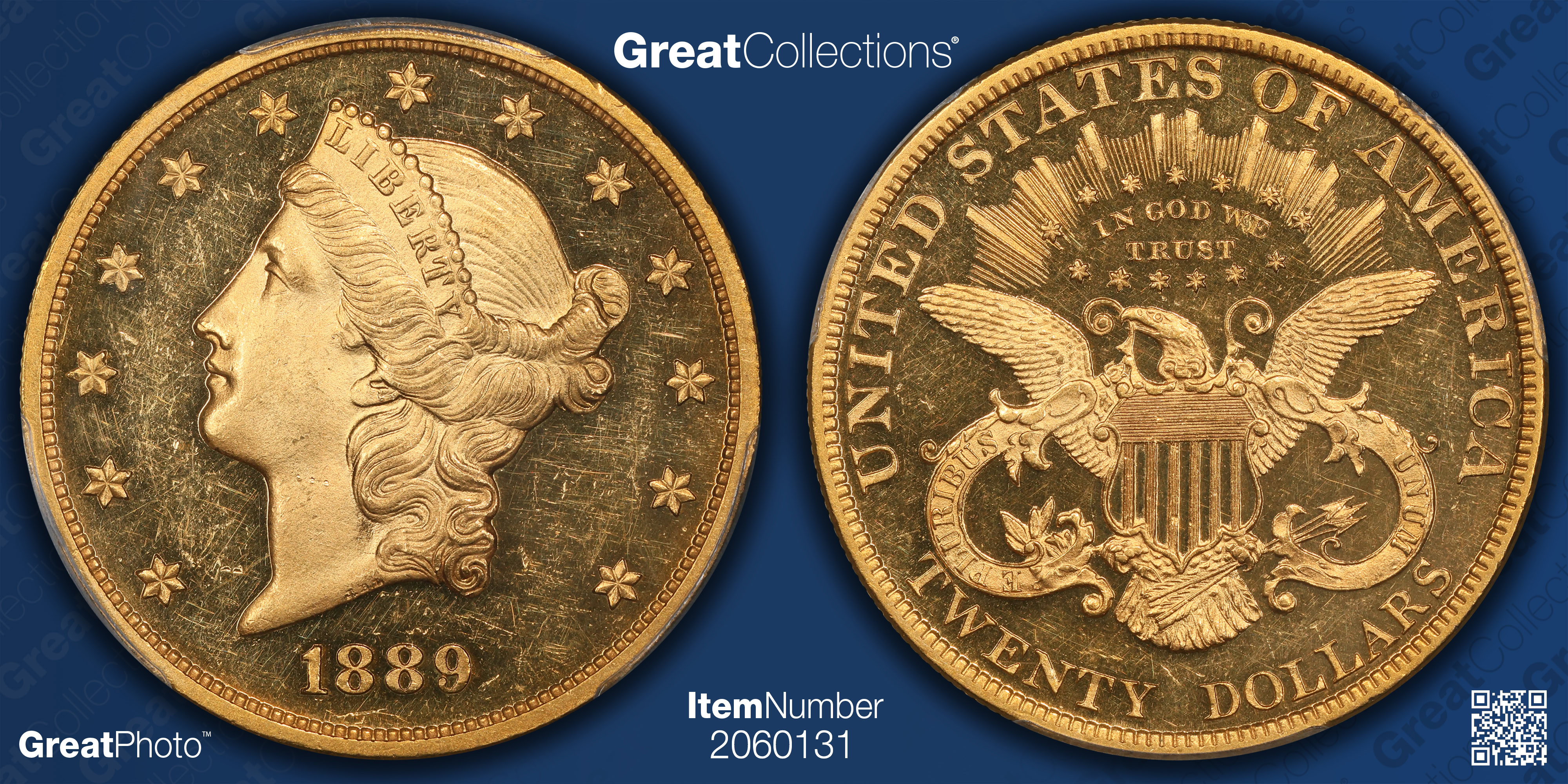 1889 Liberty Gold Double Eagle PCGS Proof-62 DCAM (CAC Green) (Item ...