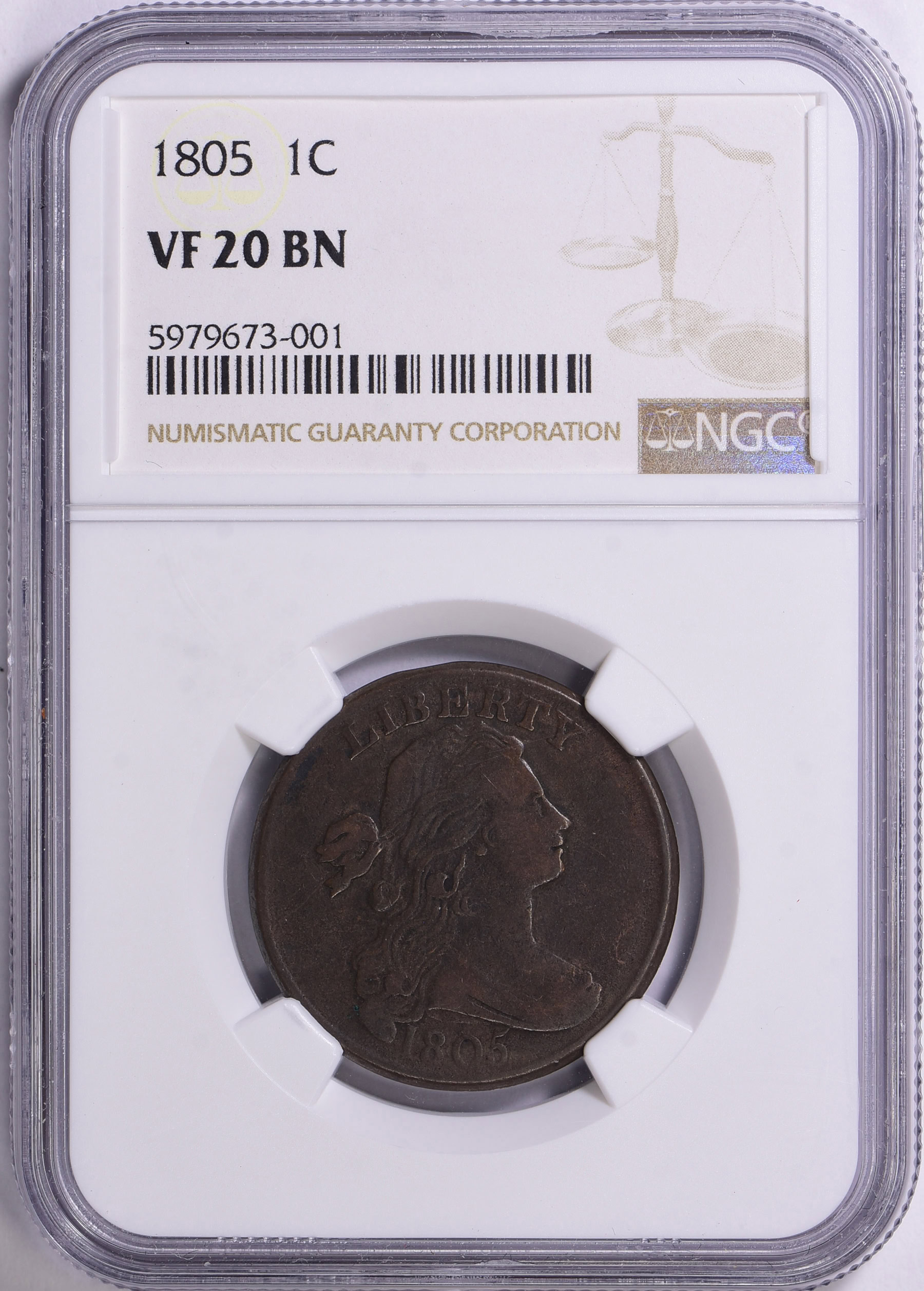 1805 Draped Bust Cent NGC VF-20 BN (Item 2062841) | GreatCollections ...