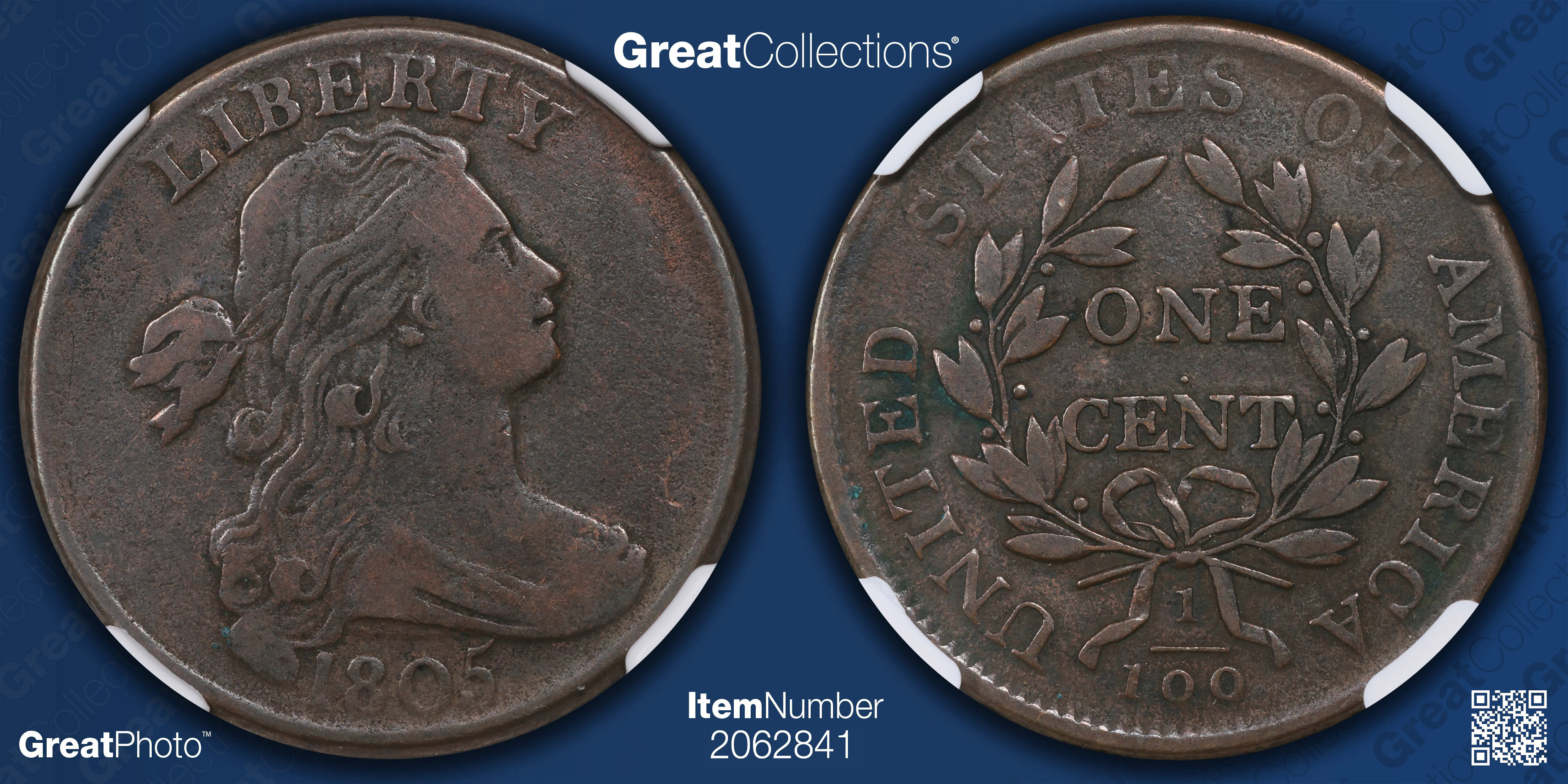 1805 Draped Bust Cent NGC VF-20 BN (Item 2062841) | GreatCollections ...