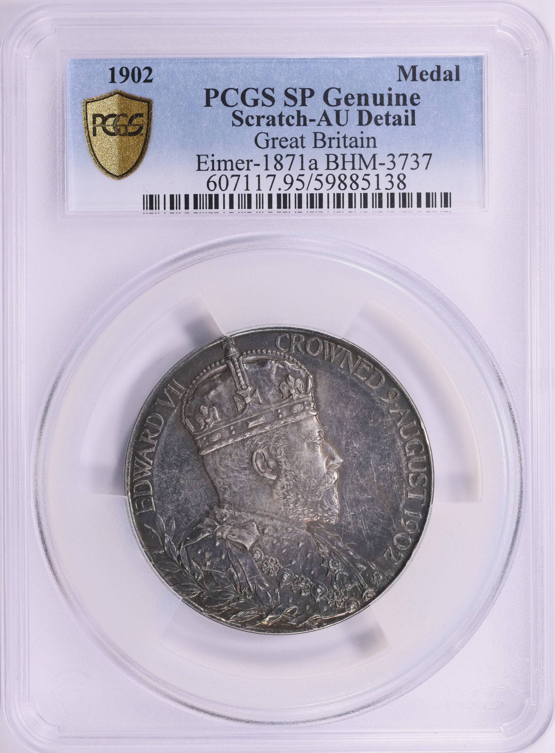 Great Britain 1902 Silver 55mm Edward VII Coronation Medal Matte Finish ...