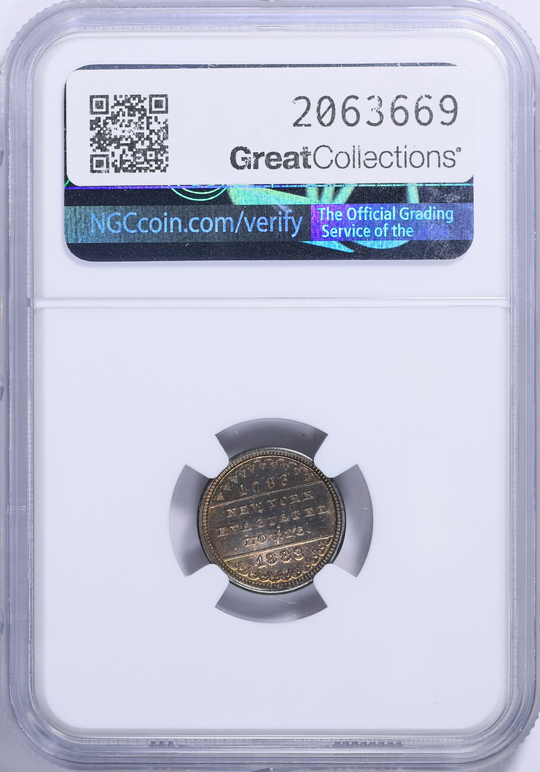 1883 Silver 16mm Washington - Evacuation of New York Medalet GW-985 NGC ...