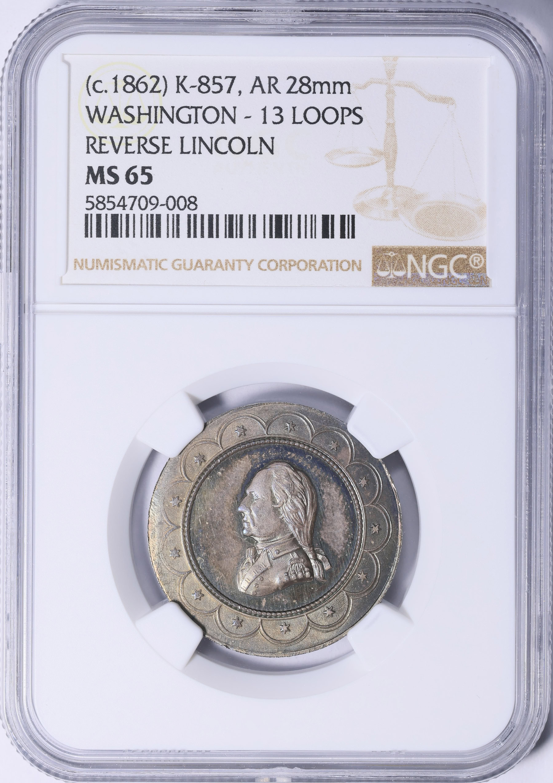 ND (c.1862) Silver 28mm Washington - Reverse Lincoln Medal K-857 NGC MS ...