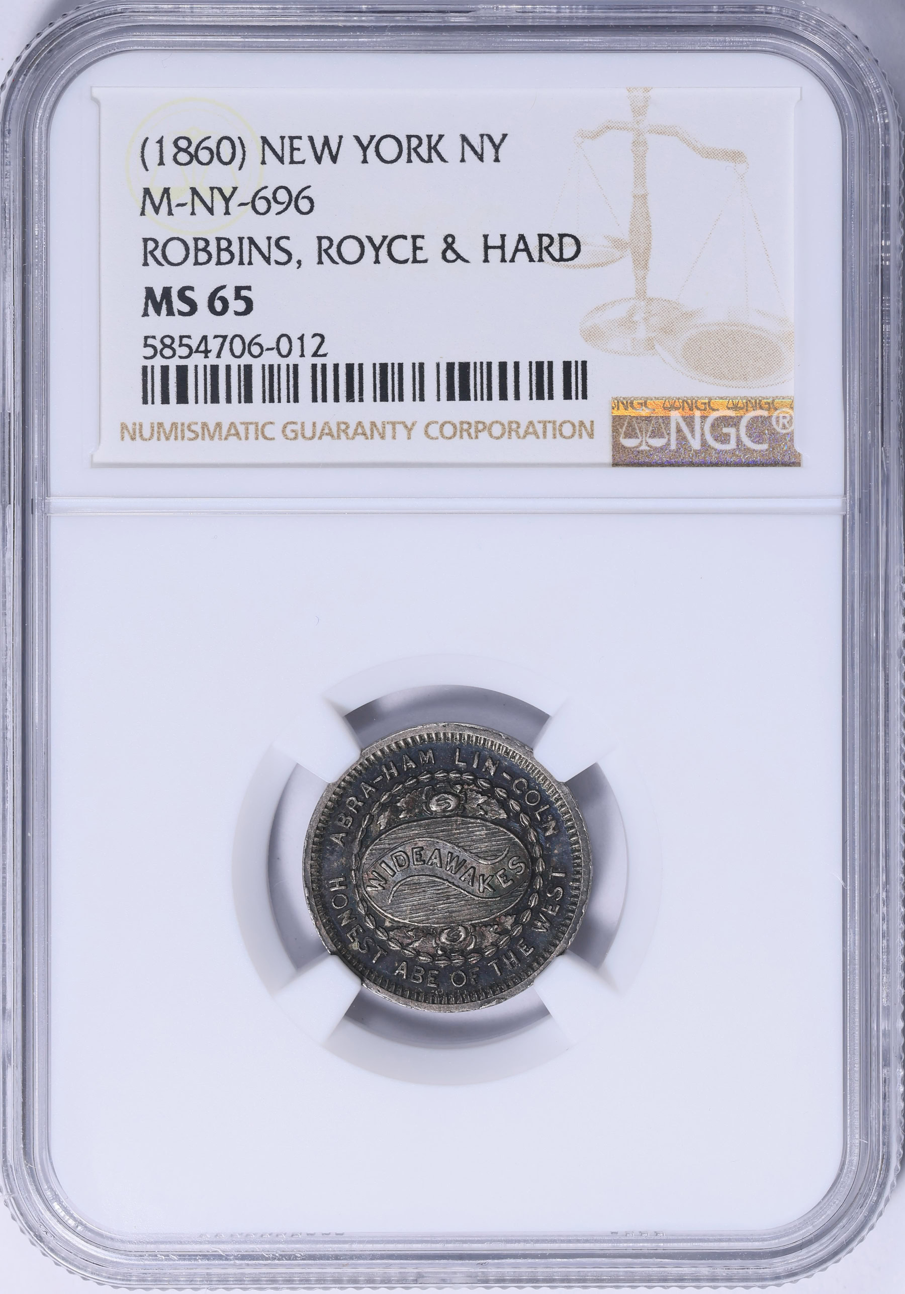 ND (c.1860) New York City, New York Silver 19mm Lincoln, Wide Awakes ...