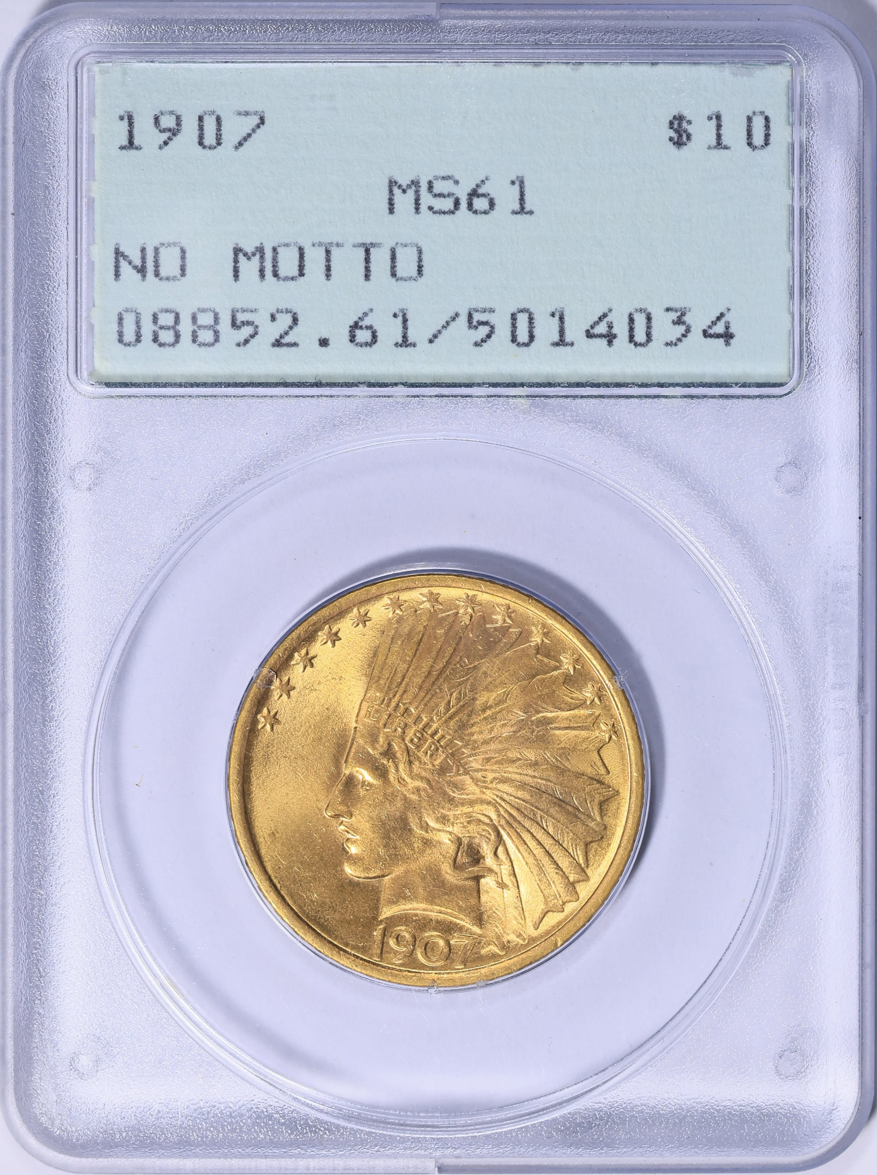 1907 Indian Gold Eagle No Motto PCGS MS-61 OGH (1st Gen) (Item 2063873 ...