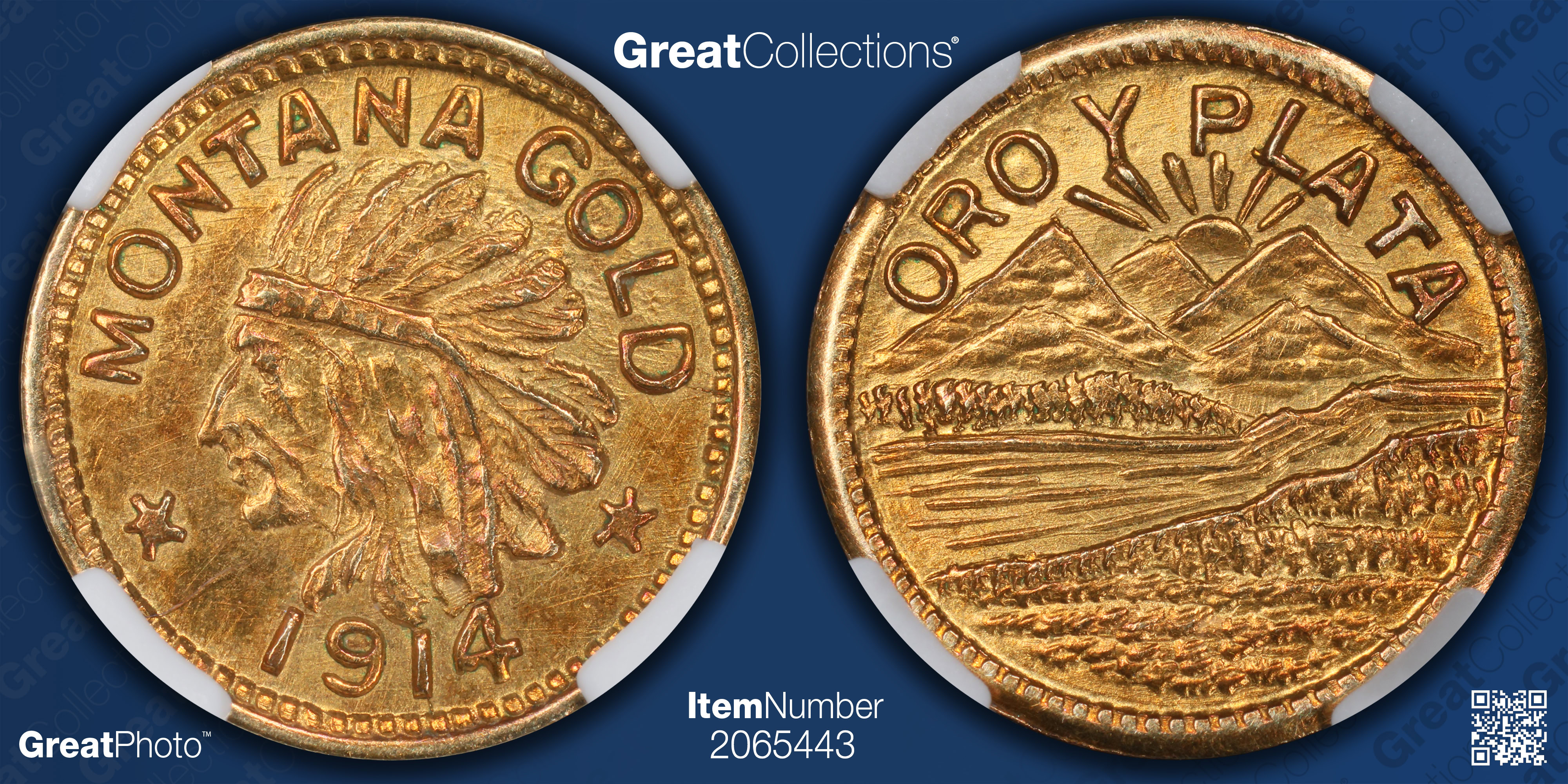 1914 25 Cents Montana Gold Token Hart's Coins of the West NGC MS-63 ...
