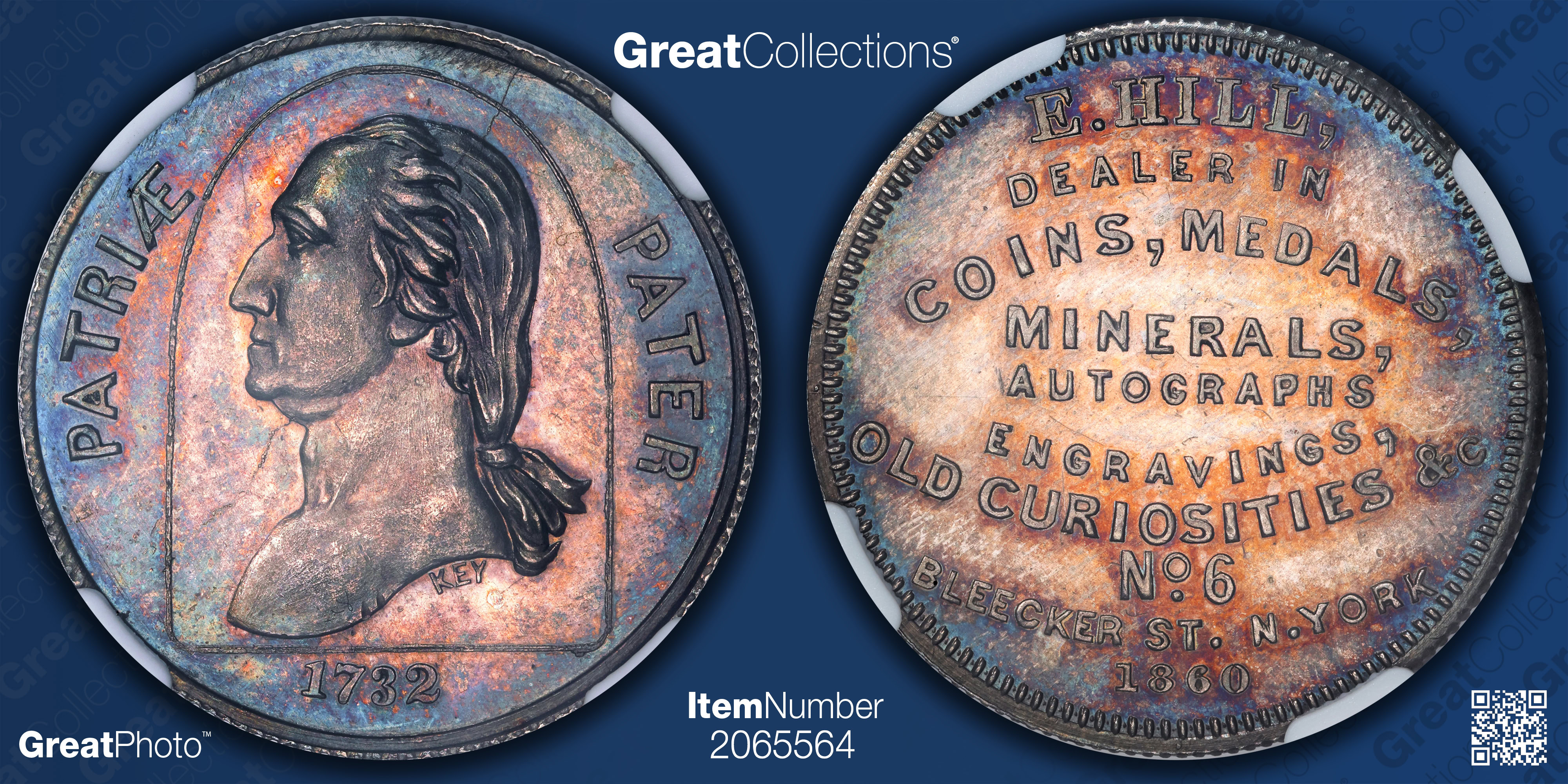 1860 New York City, New York Silver 28mm Washington - E. Hill Coins ...
